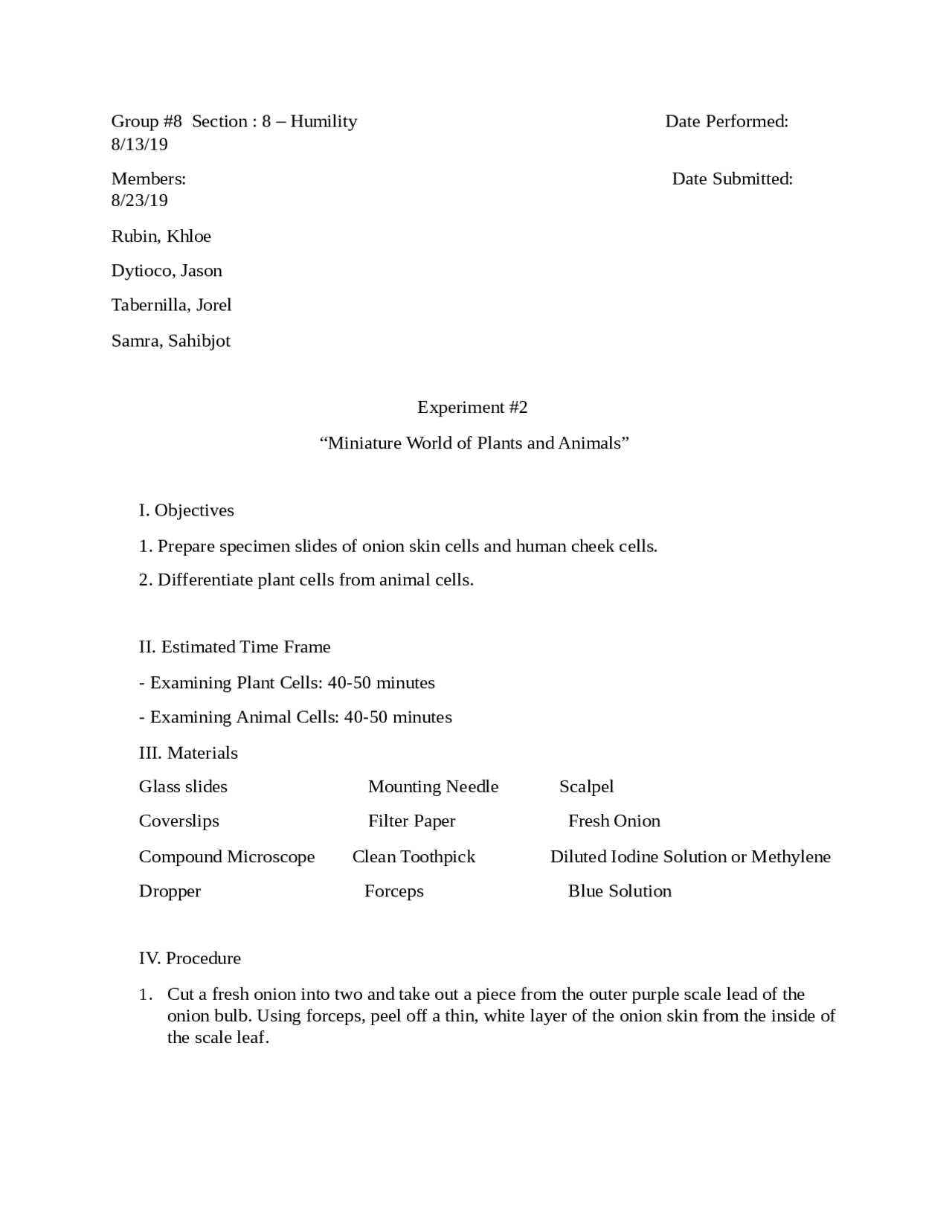 Lab Report: Examining Onion Skin and Human Cheek Cells | Essays ...