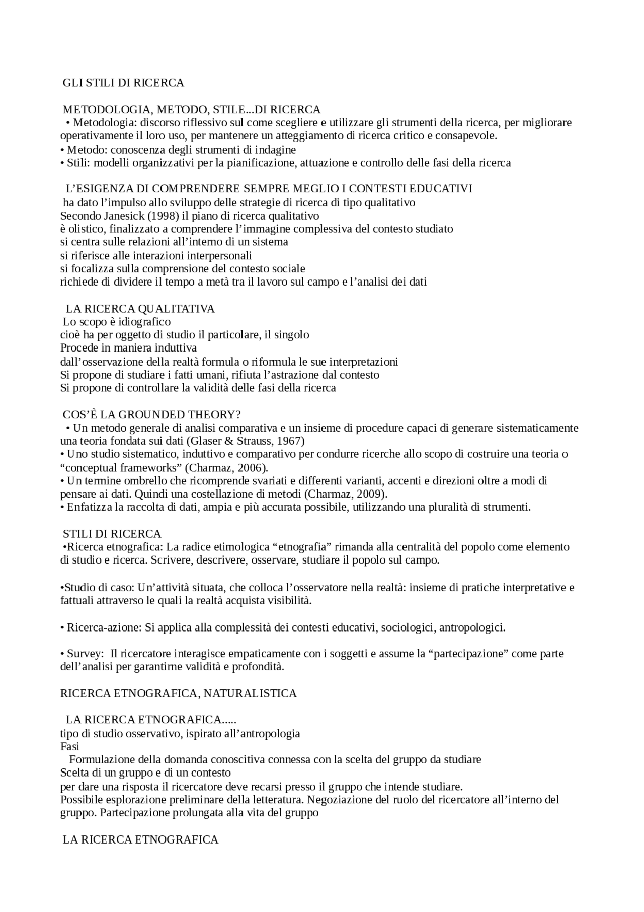 Gli Stili Di Ricerca Docsity