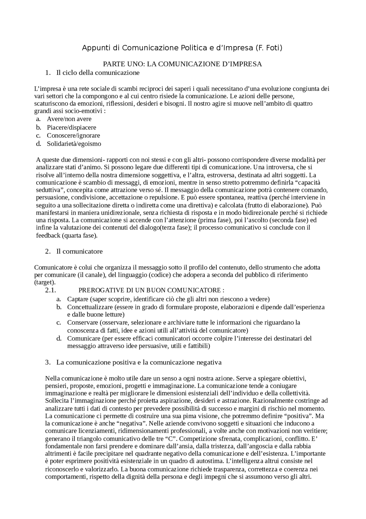 Appunti Di Comunicazione Politica E Dimpresa Ffoti Docsity