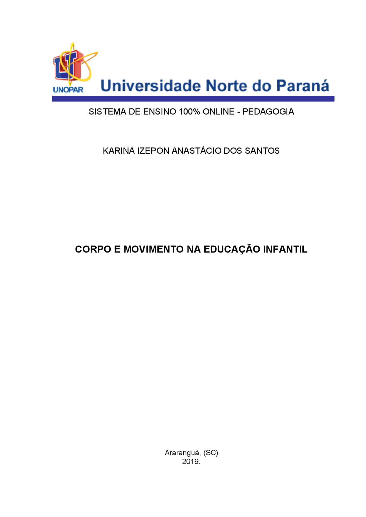 Portifólio Corpo E Movimento Unopar Docsity