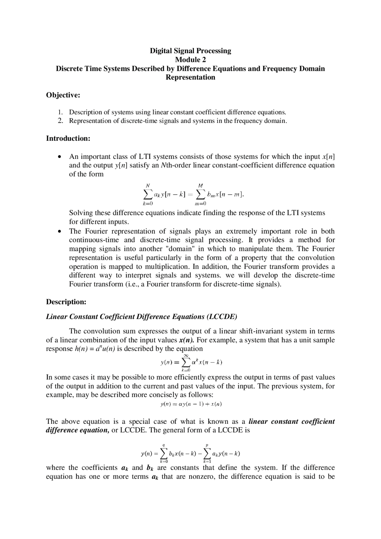 Digital Signal Processing Docsity