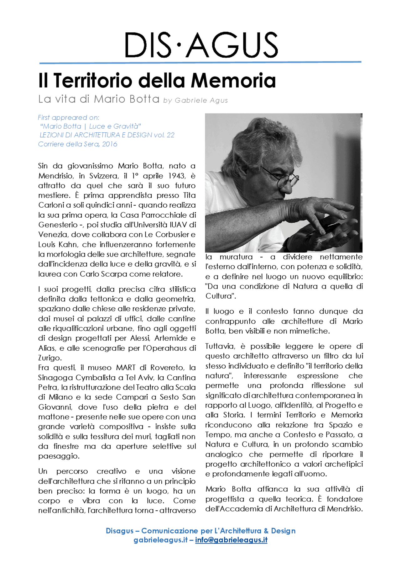 La Vita di Mario Botta - Docsity