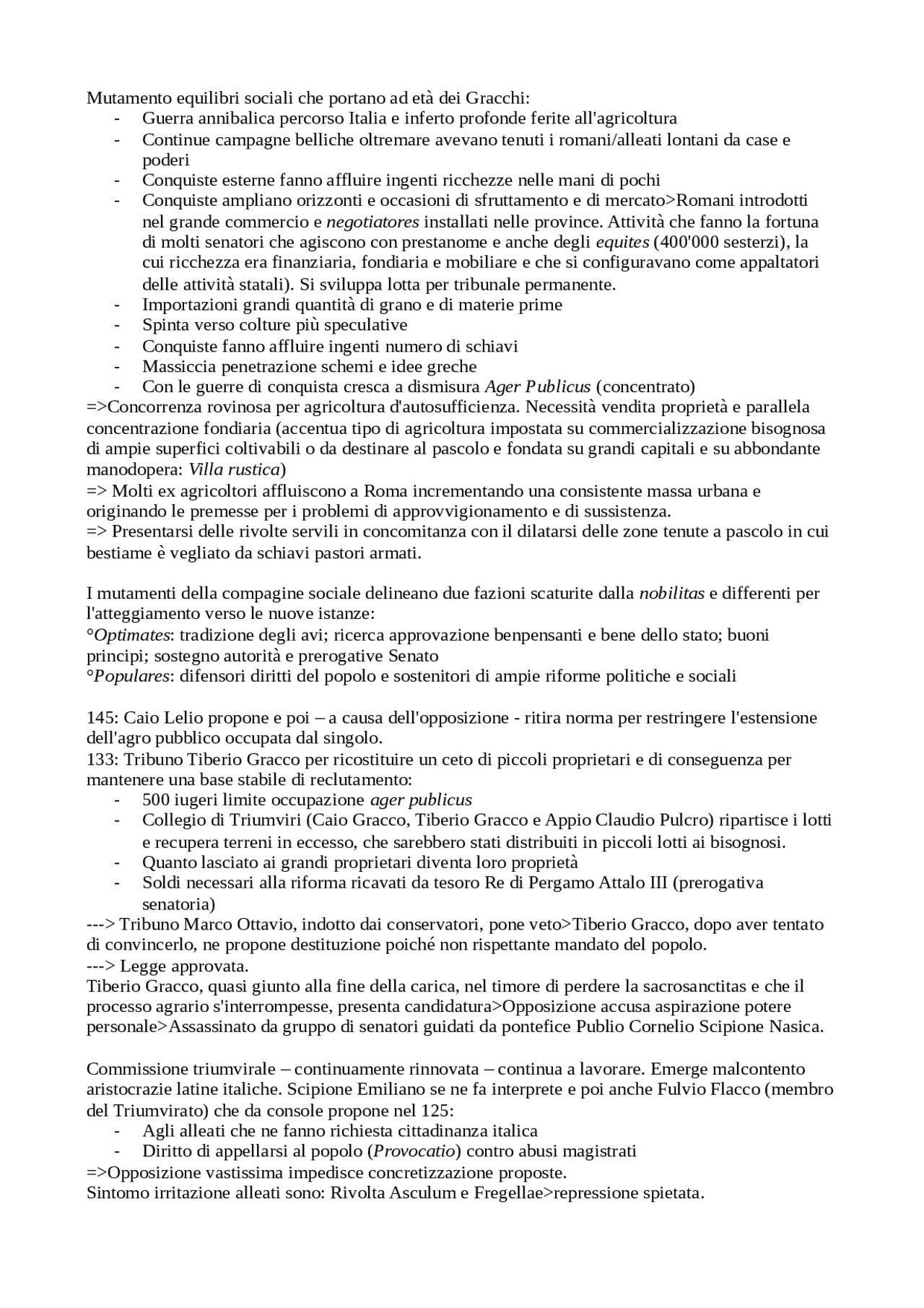Il Periodo Dei Gracchi Storia Romana Appunti Di Storia Romana Docsity