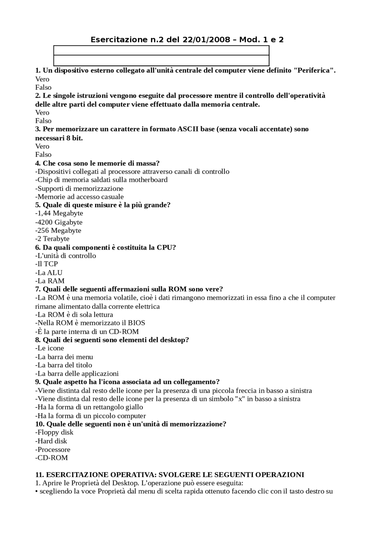 Esercitazione Svolta Ecdl Docsity