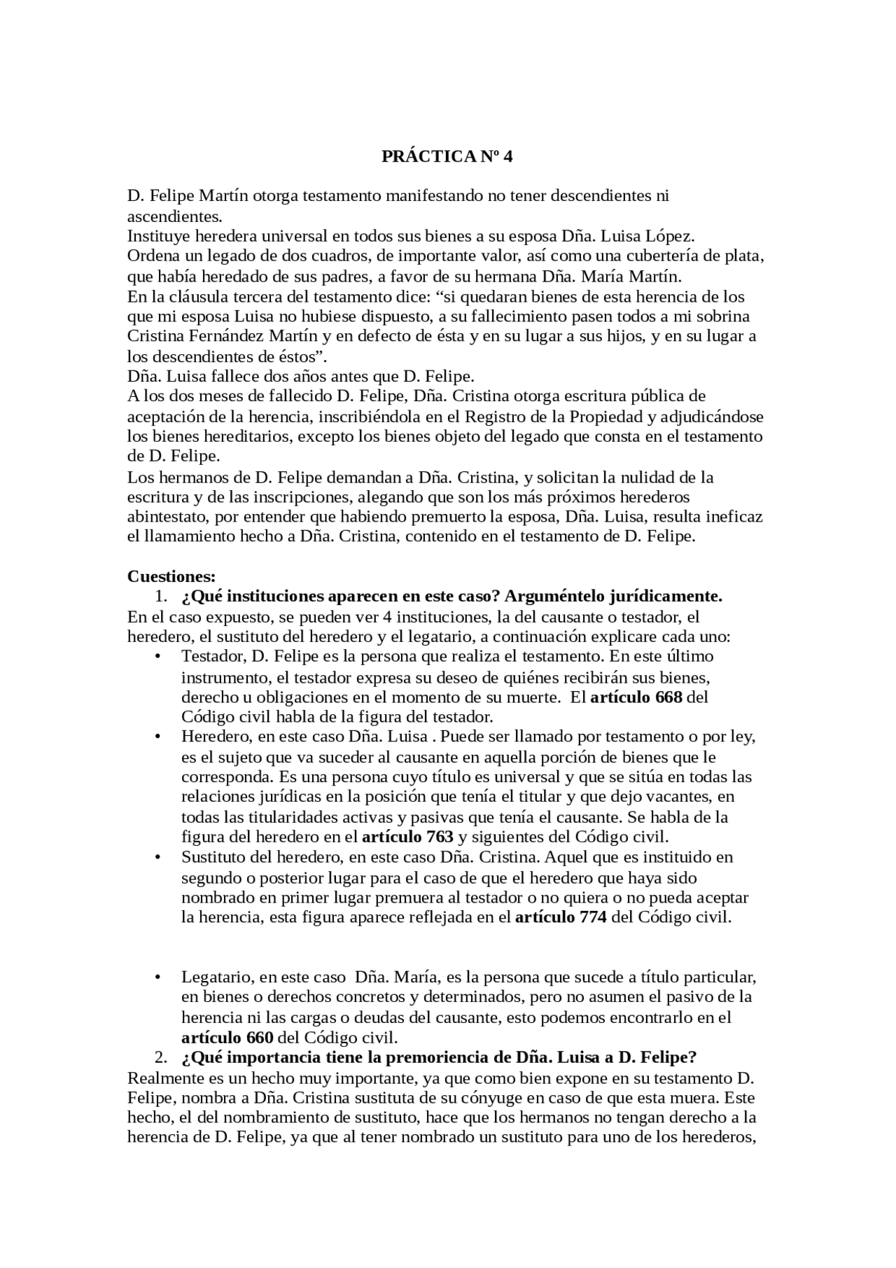 Practica Derecho Civil Iv Docsity
