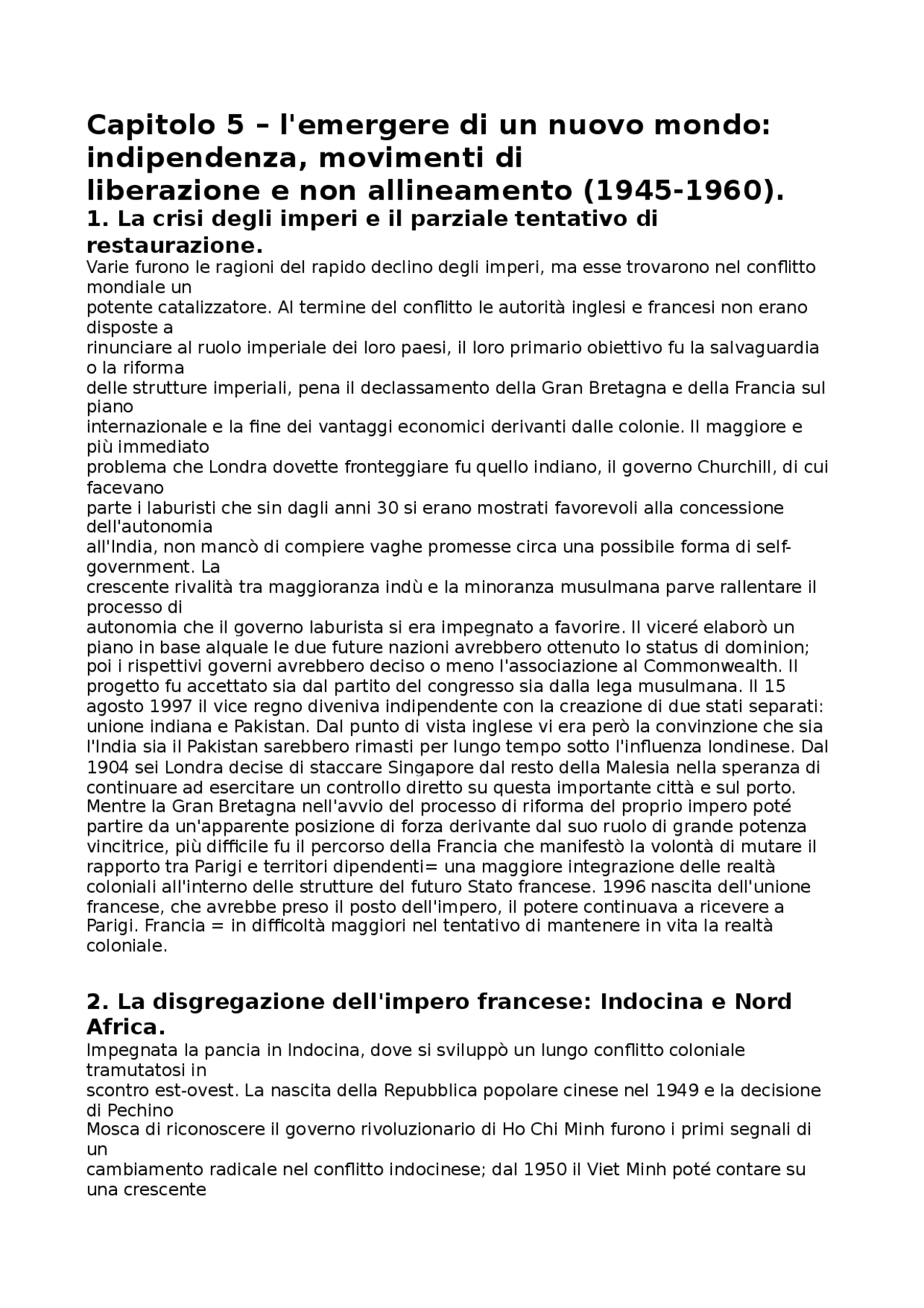 Varsori Riassunto Storia Internazionale Dal 1919 A Oggi Docsity