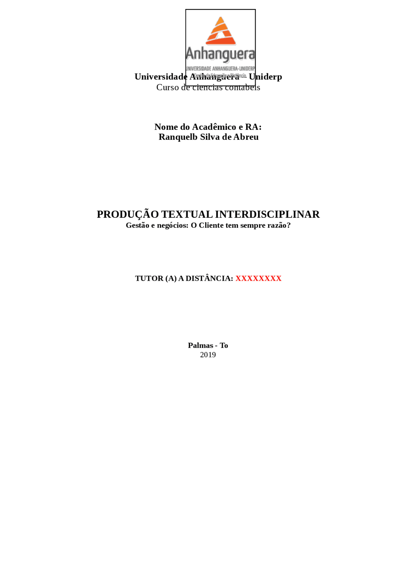 Trablho Ciencias Contabeis 3 Semestre Unopar Trabalhos