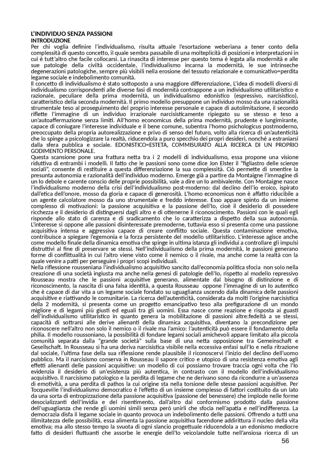 Riassunto De Lindividuo Senza Passioni Docsity