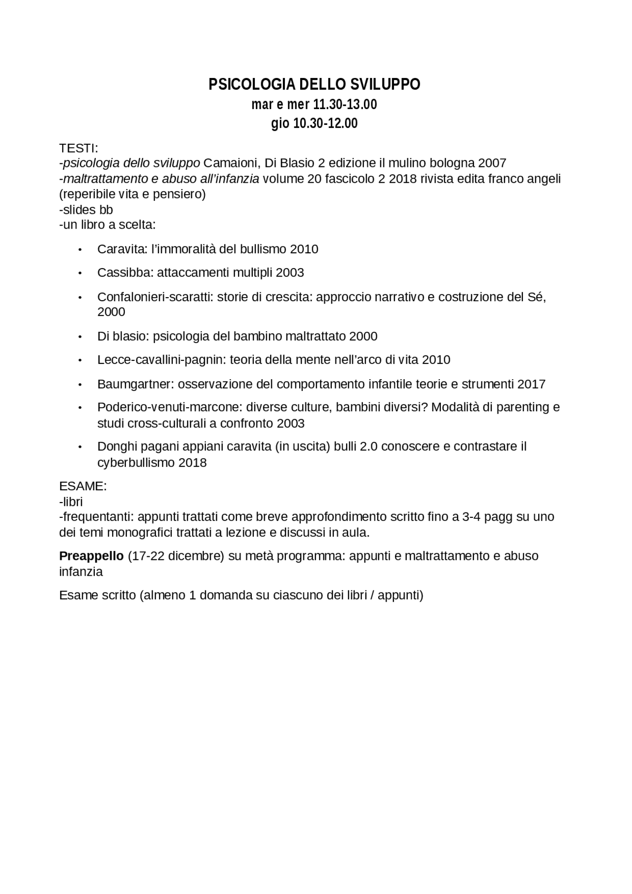 Psicologia Dello Sviluppo Docsity