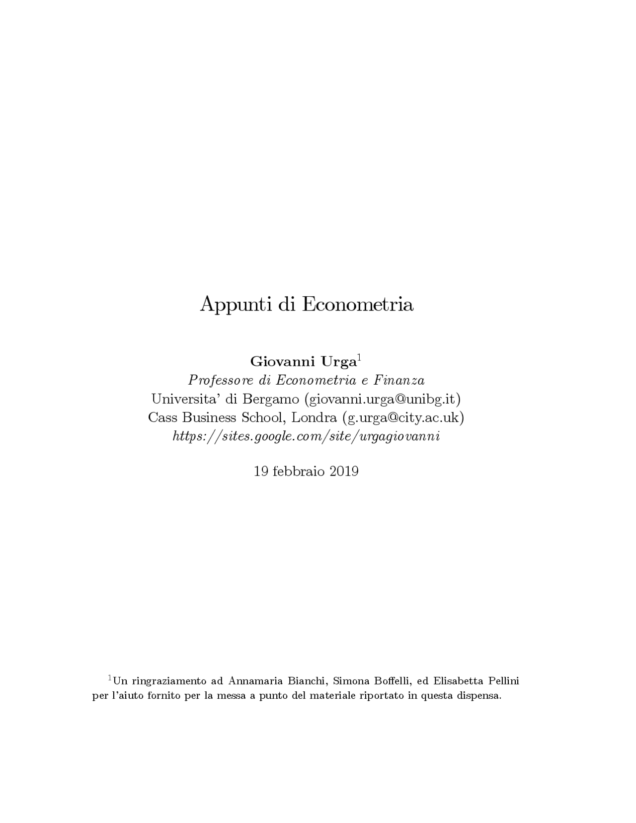 Econometria Appunti Docsity