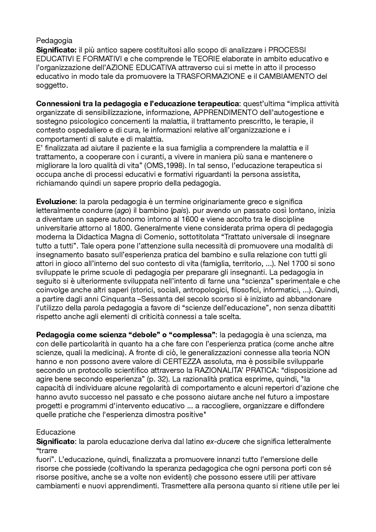 Pedagogia Riassunti E Appunti Docsity