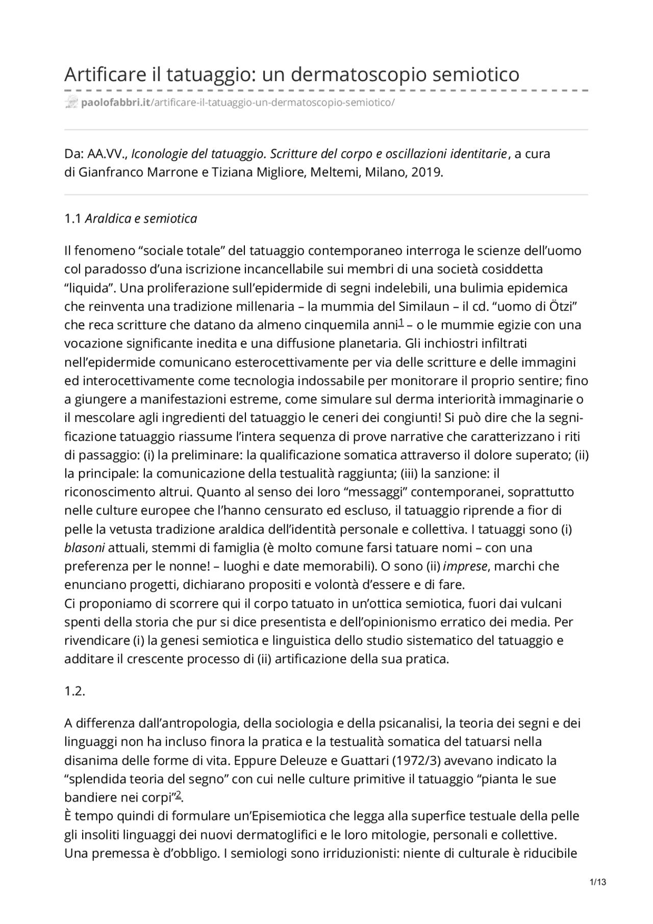 Artificare Il Tatuaggio Un Dermatoscopio Semiotico Docsity