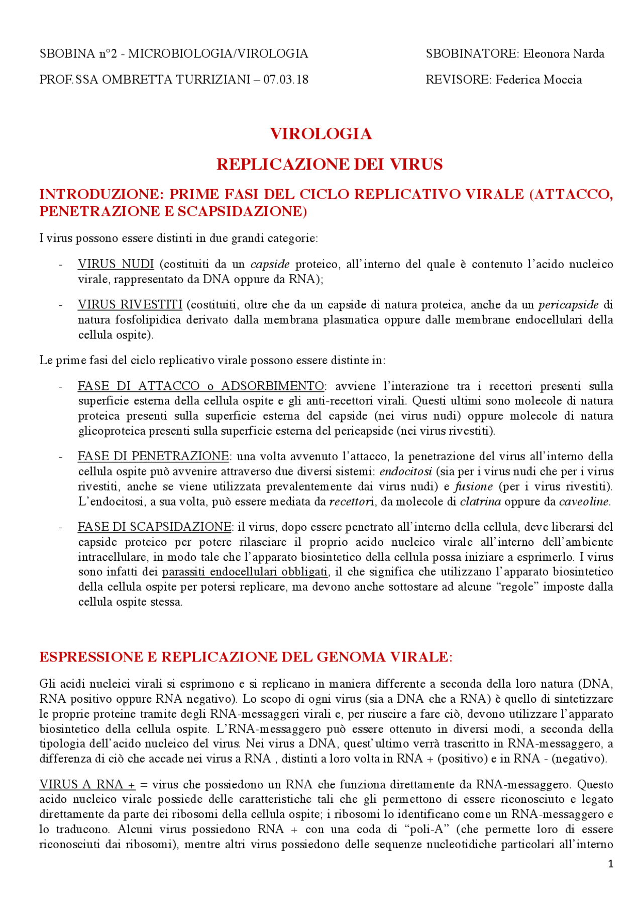 Sbobina Seconda Lezione Di Virologia Corso Di Microbiologia Docsity