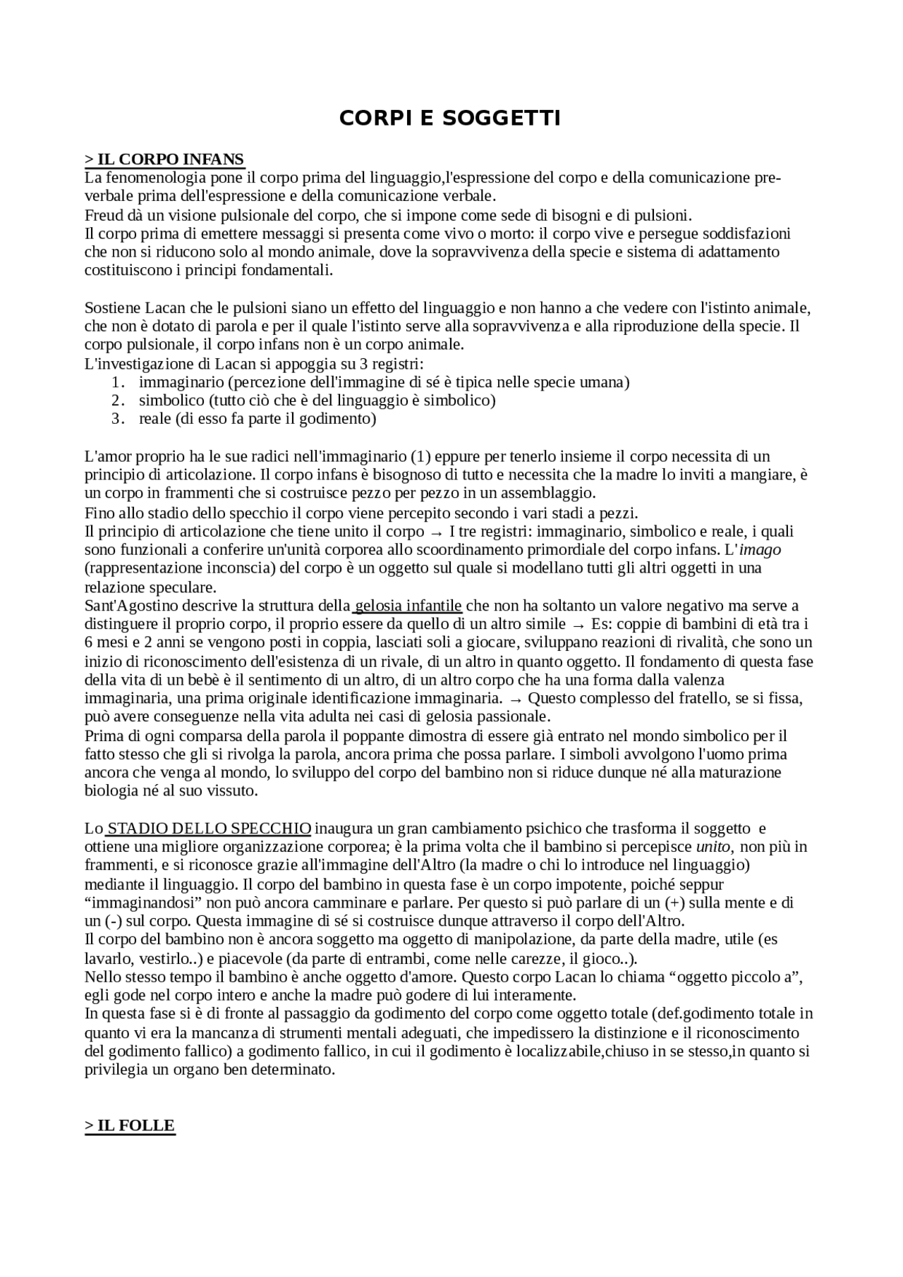 Riassunto Di Corpi E Soggetti Docsity