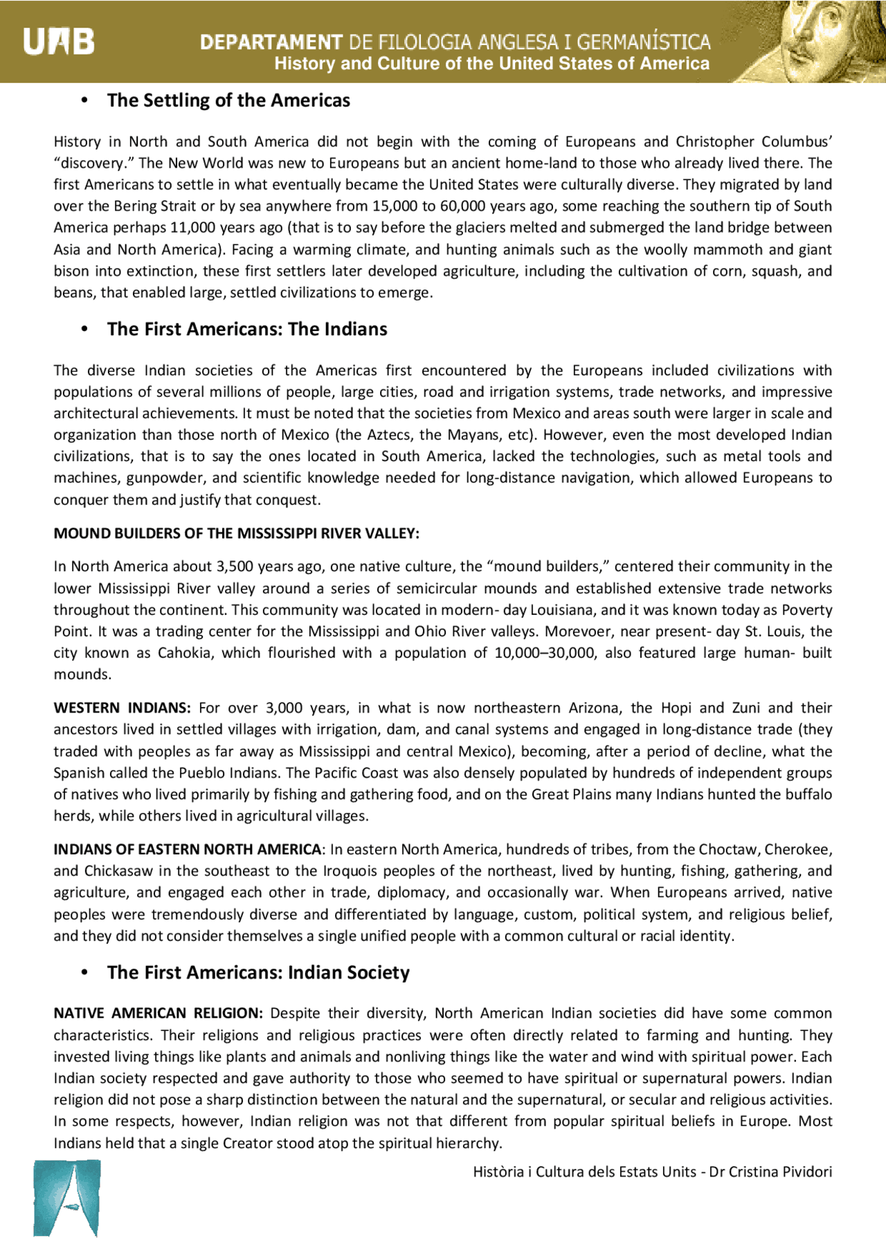 Pre Colonial America - Docsity