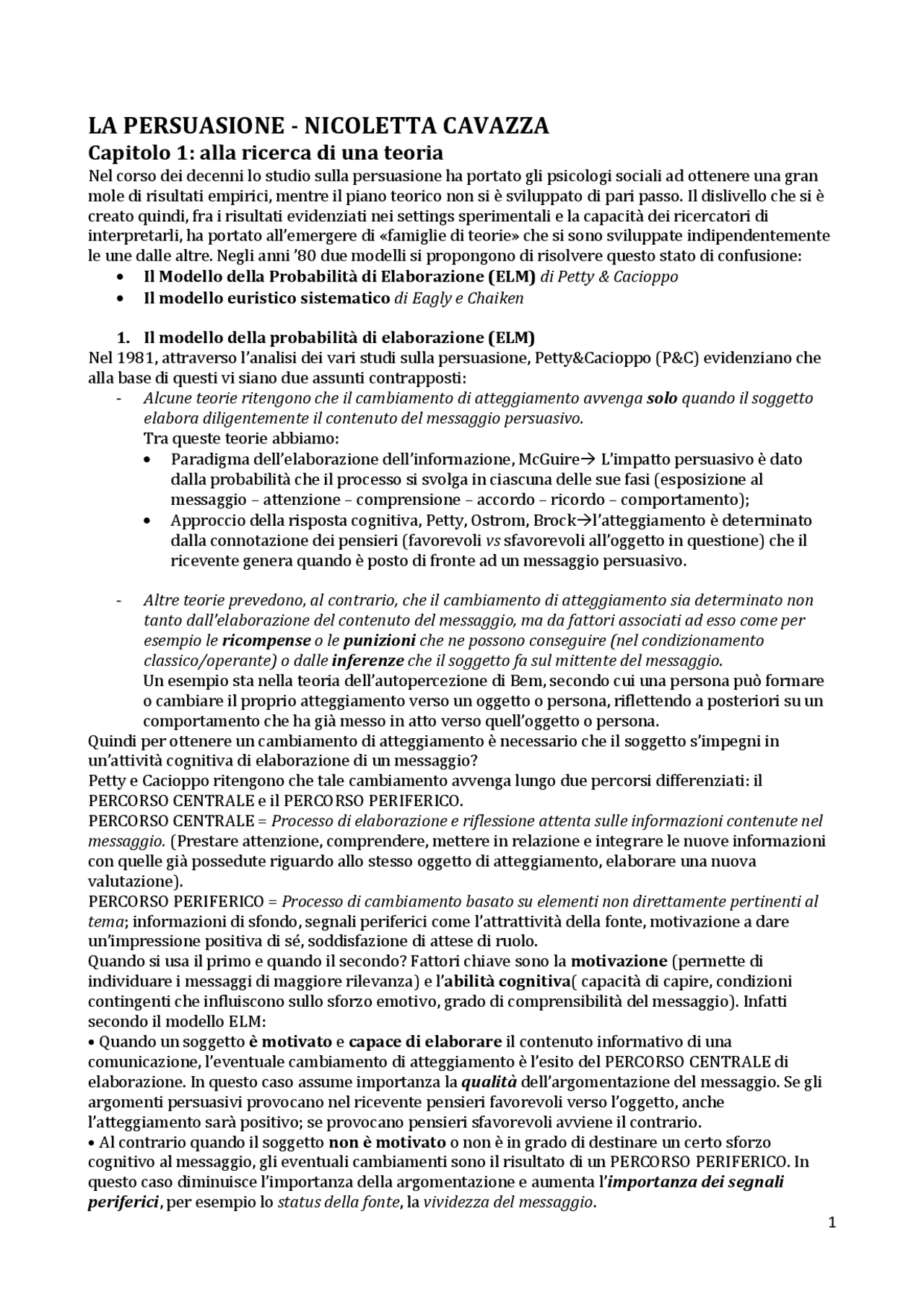 Riassunto Libro La Persuasione Cavazza Iii Ed Docsity