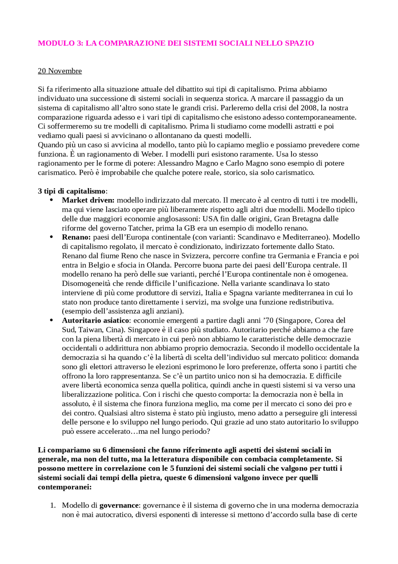 Appunti Sistemi Sociali Comparati 20172018 Modulo 3 Appunti Di