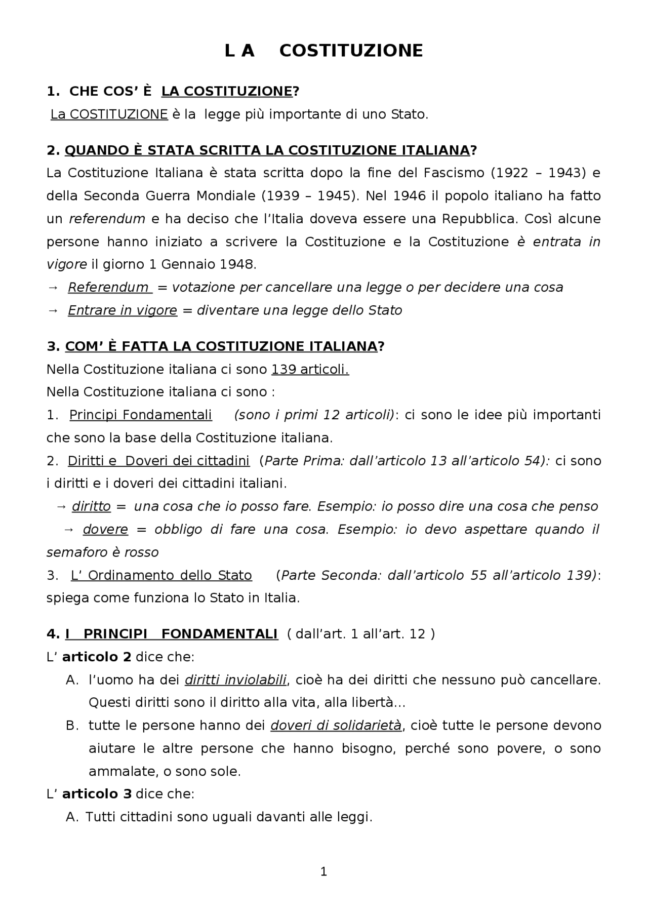 La Costituzione Riassunto Docsity