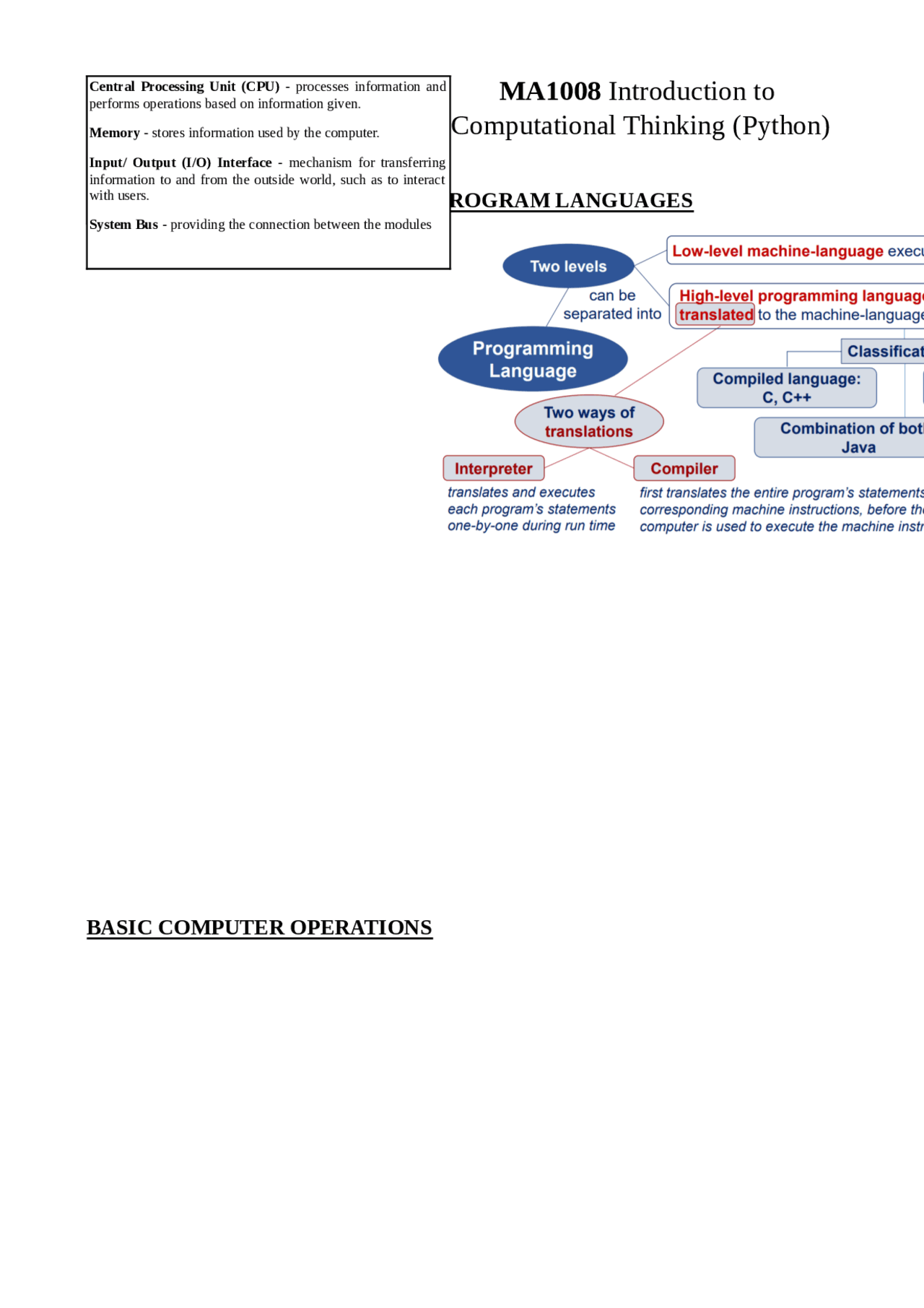Ma1008 Introduction To Computational Thinking Python Docsity 8504