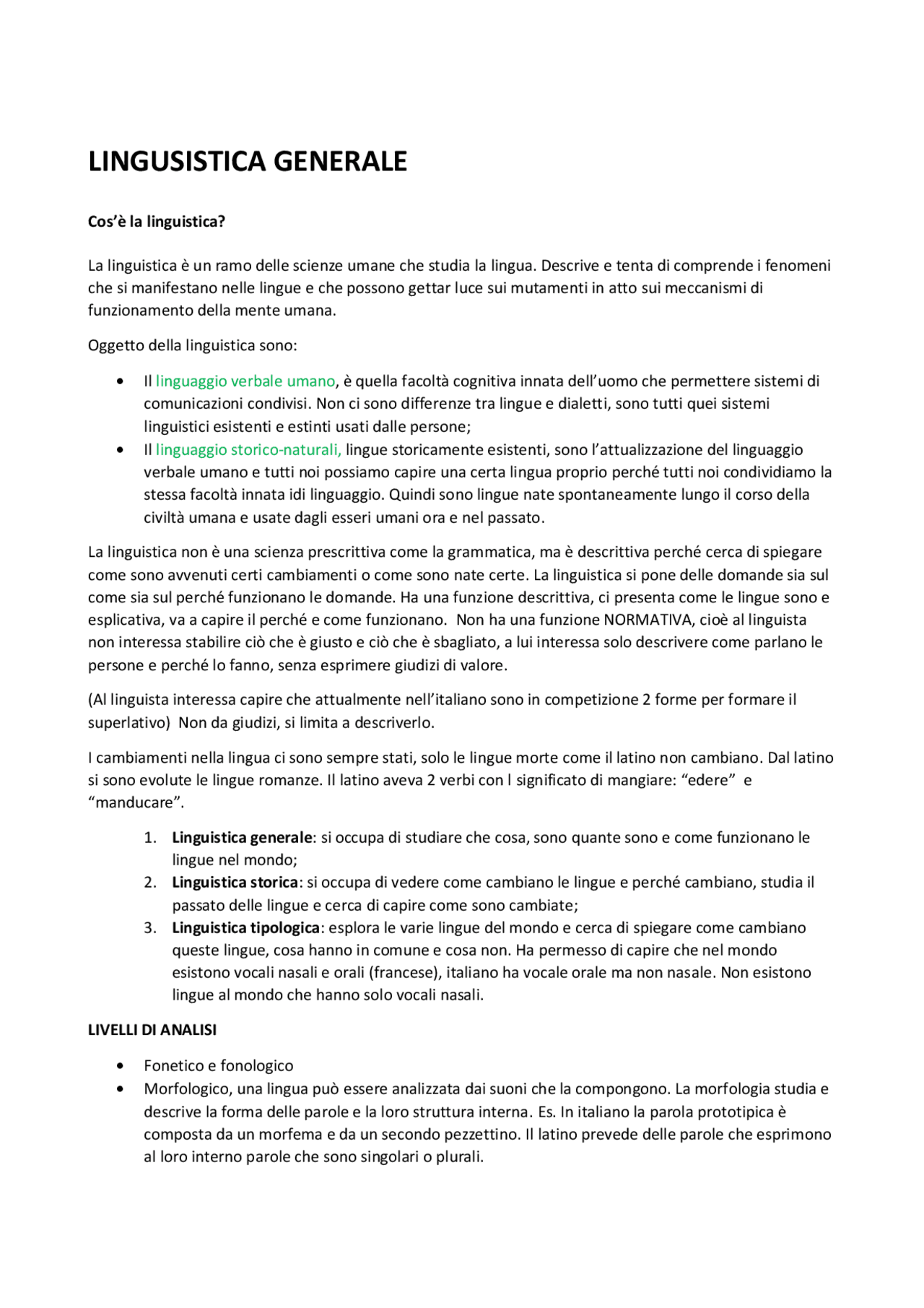 Linguistica Di Base Docsity