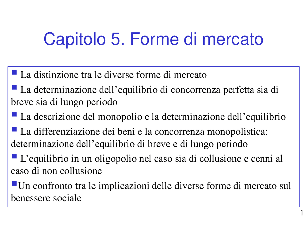 Slide Di Microeconomia Capitolo V Docsity
