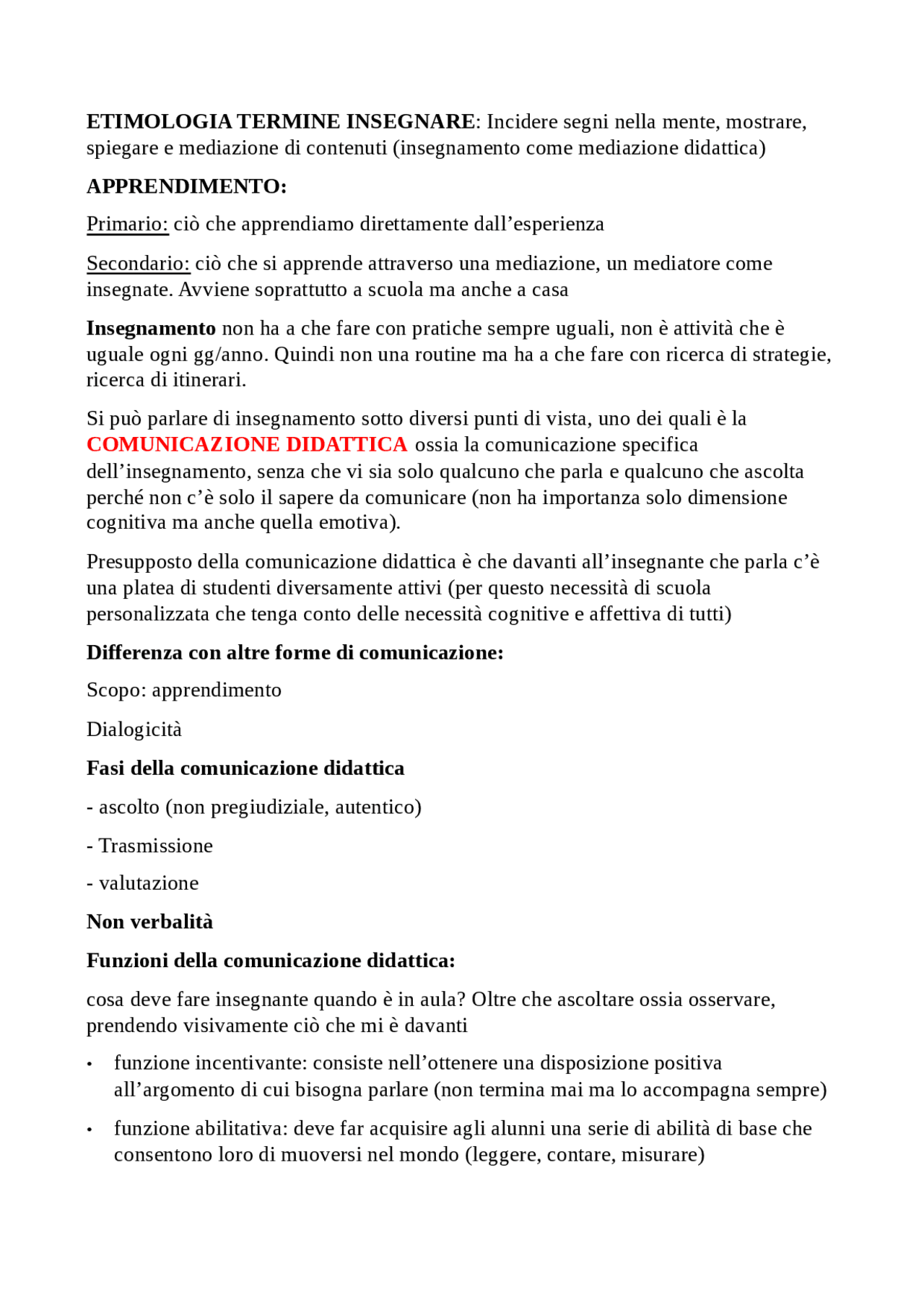 Appunti Manuale Didattica Cosimo Laneve Docsity