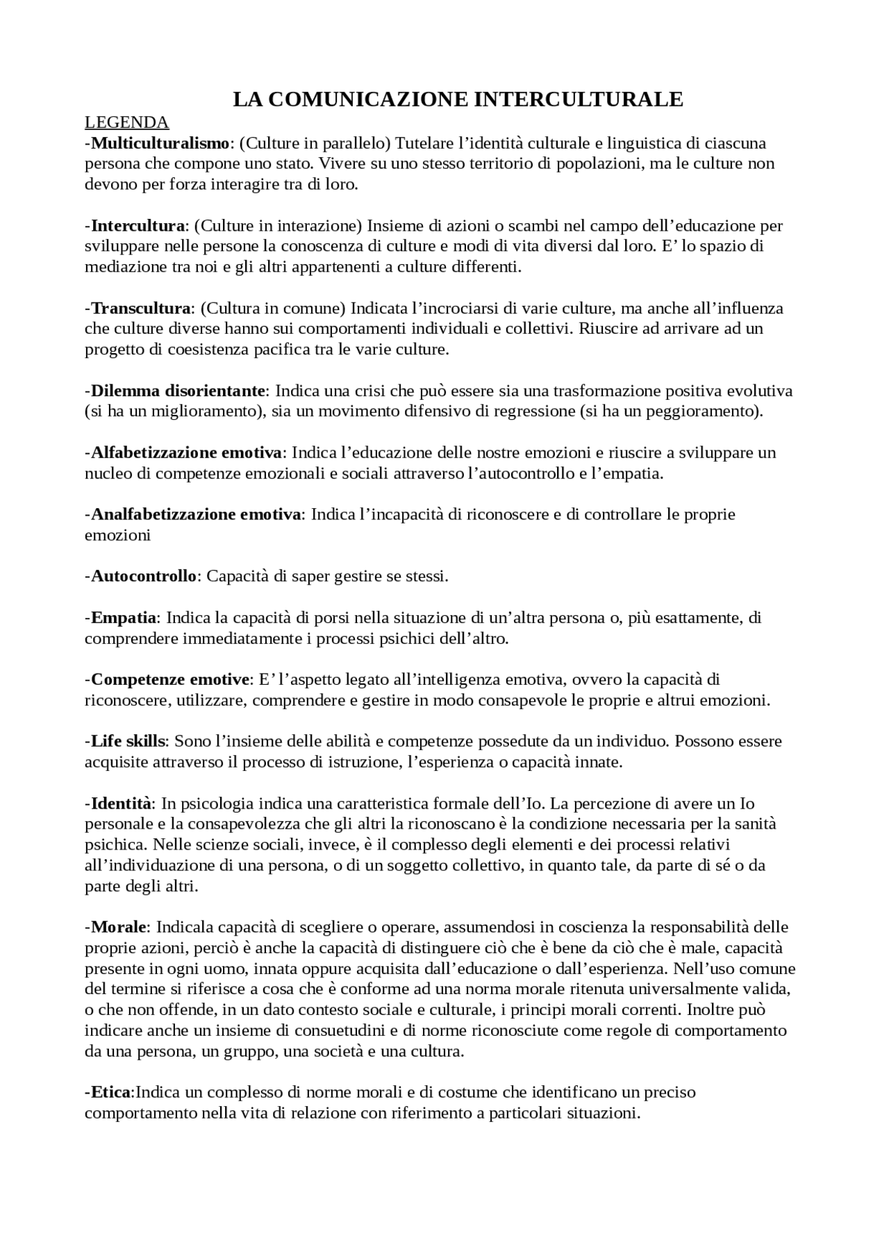 La Comunicazione Interculturale Docsity