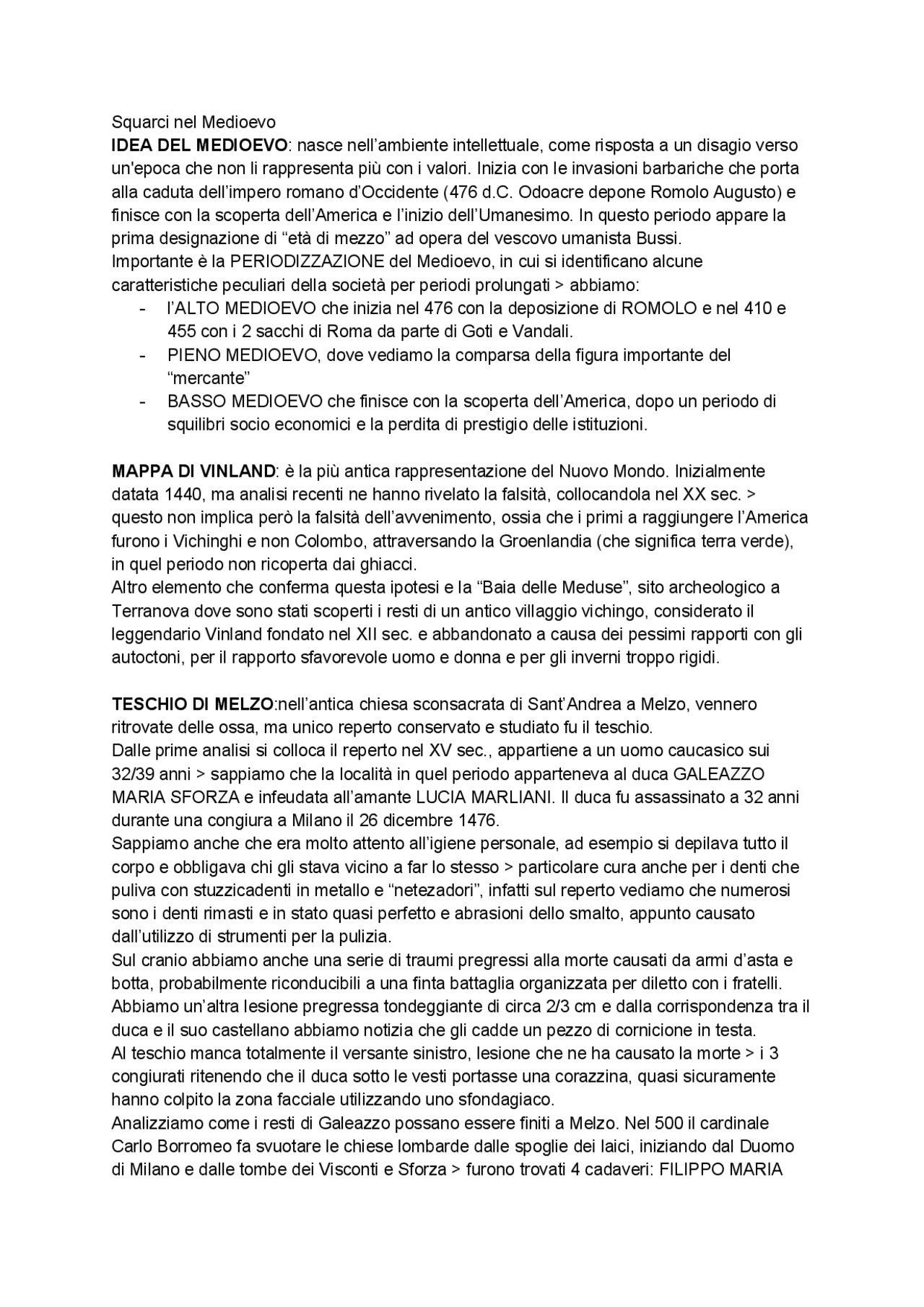 Squarci Nel Medioevo Docsity