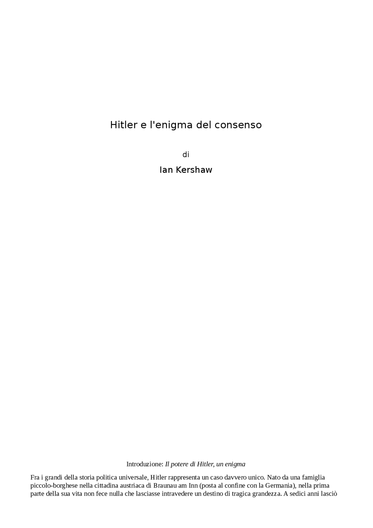 Hitler E Lenigma Del Consenso Ian Kershaw Docsity