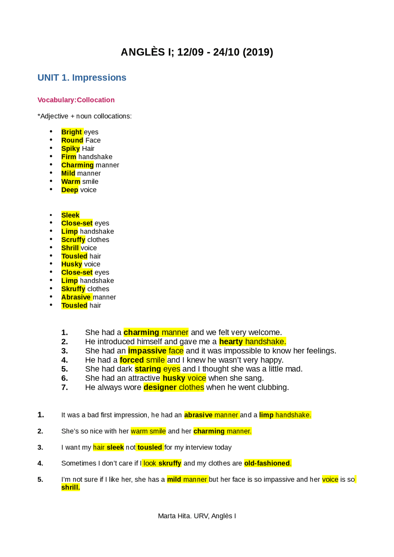 Anglès I, Apunts U1, U2 AND U3 - Docsity