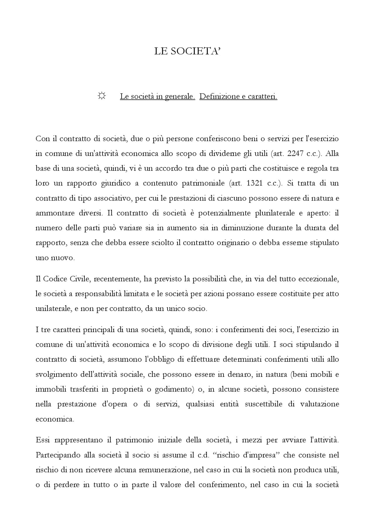 Riassunto Società Diritto Commerciale Docsity