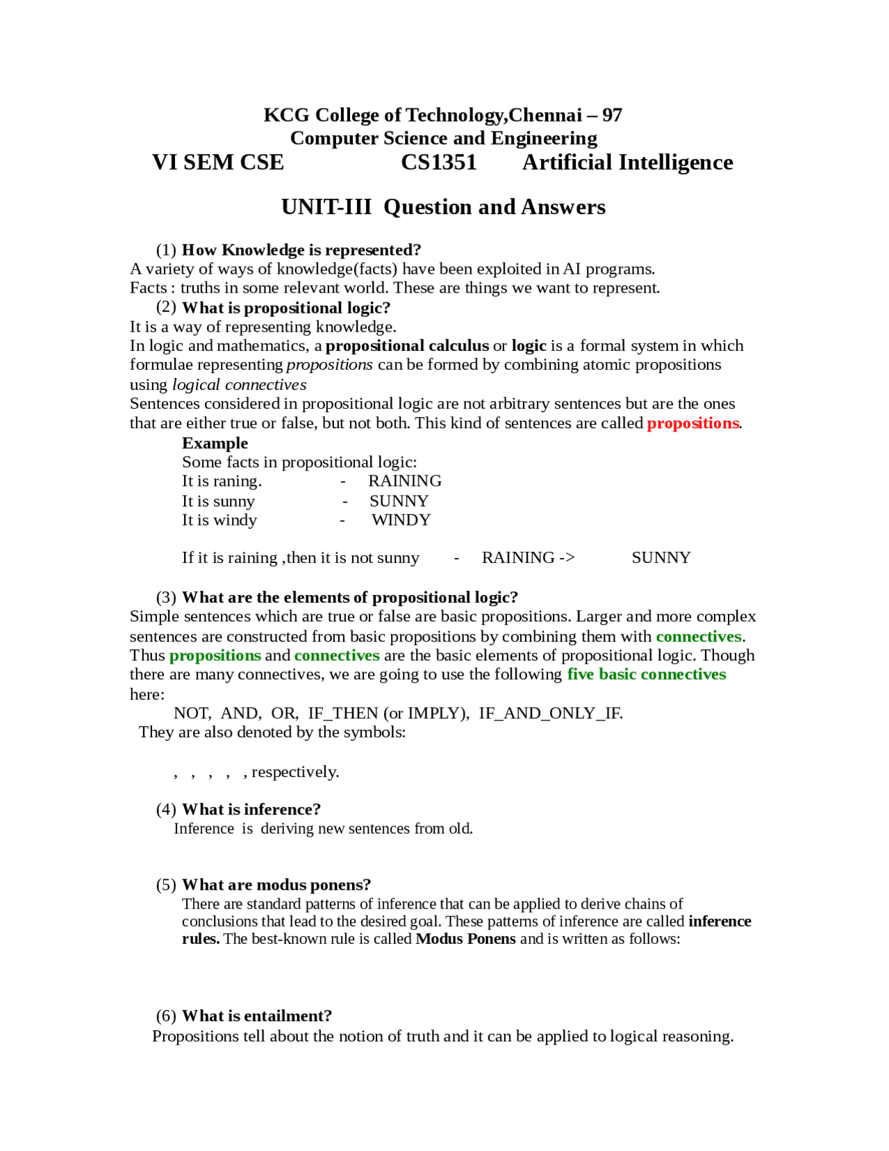 Artificial Intelligence Docsity