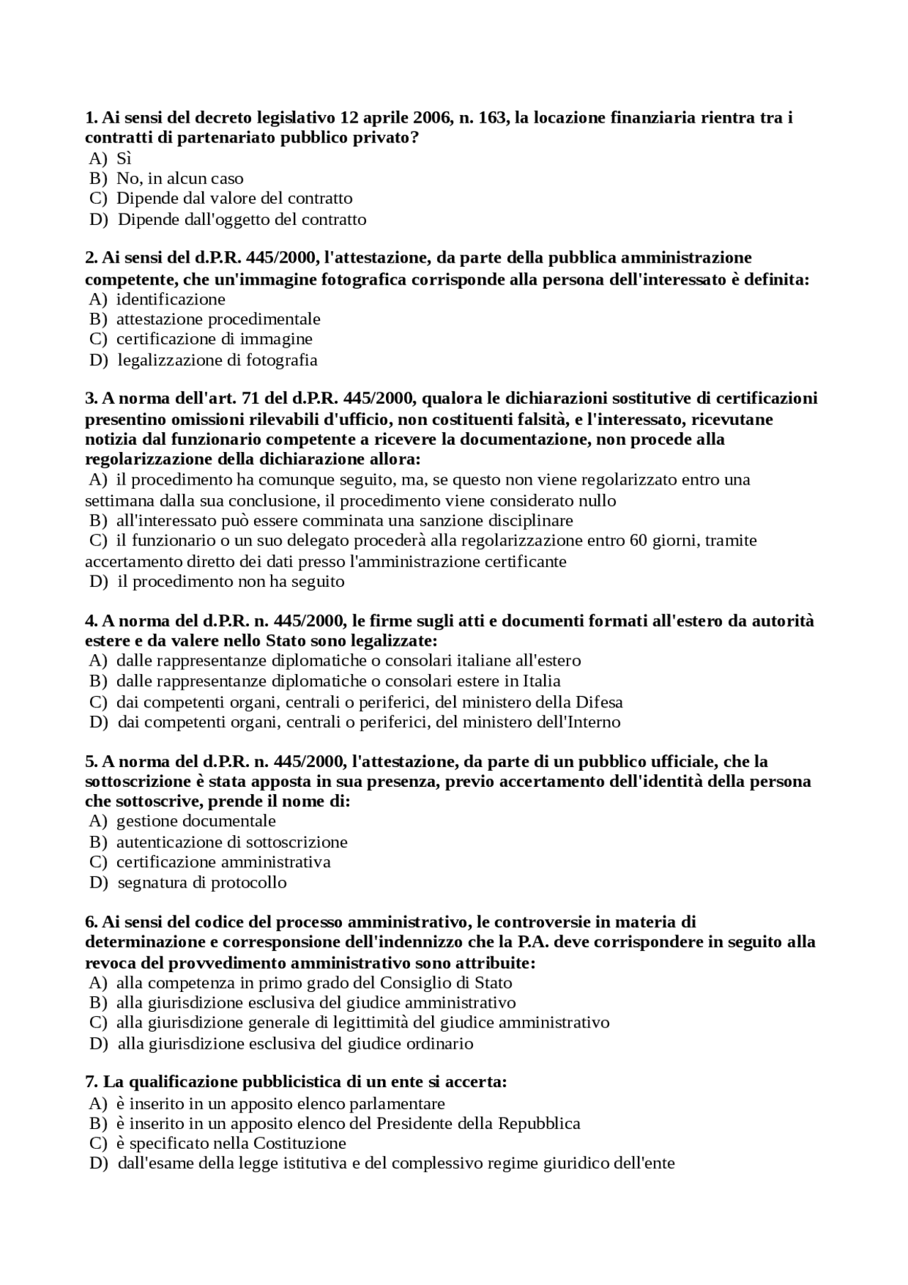 Quiz diritto amministrativo 3 - Docsity