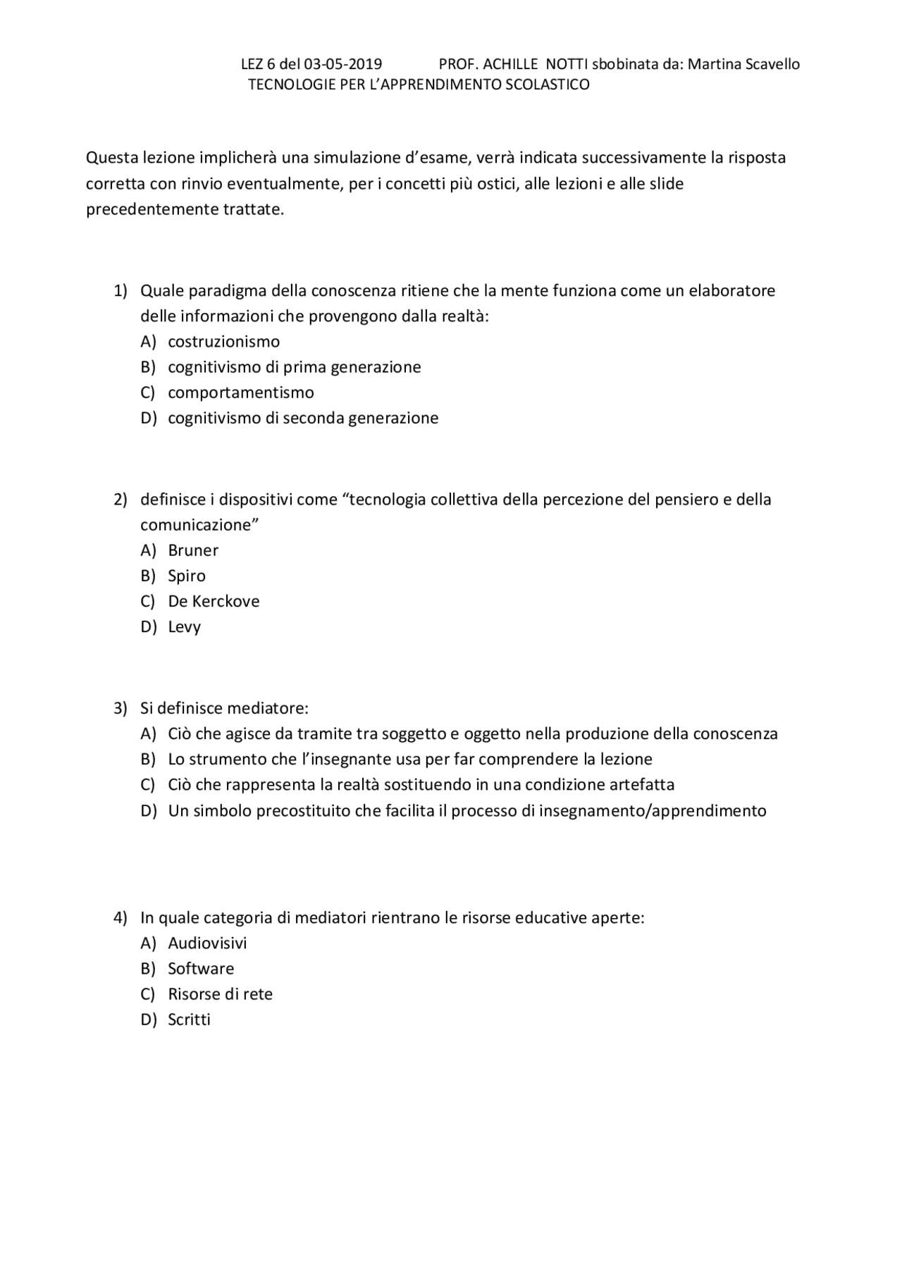Tecnologie Di Apprendimento Docsity