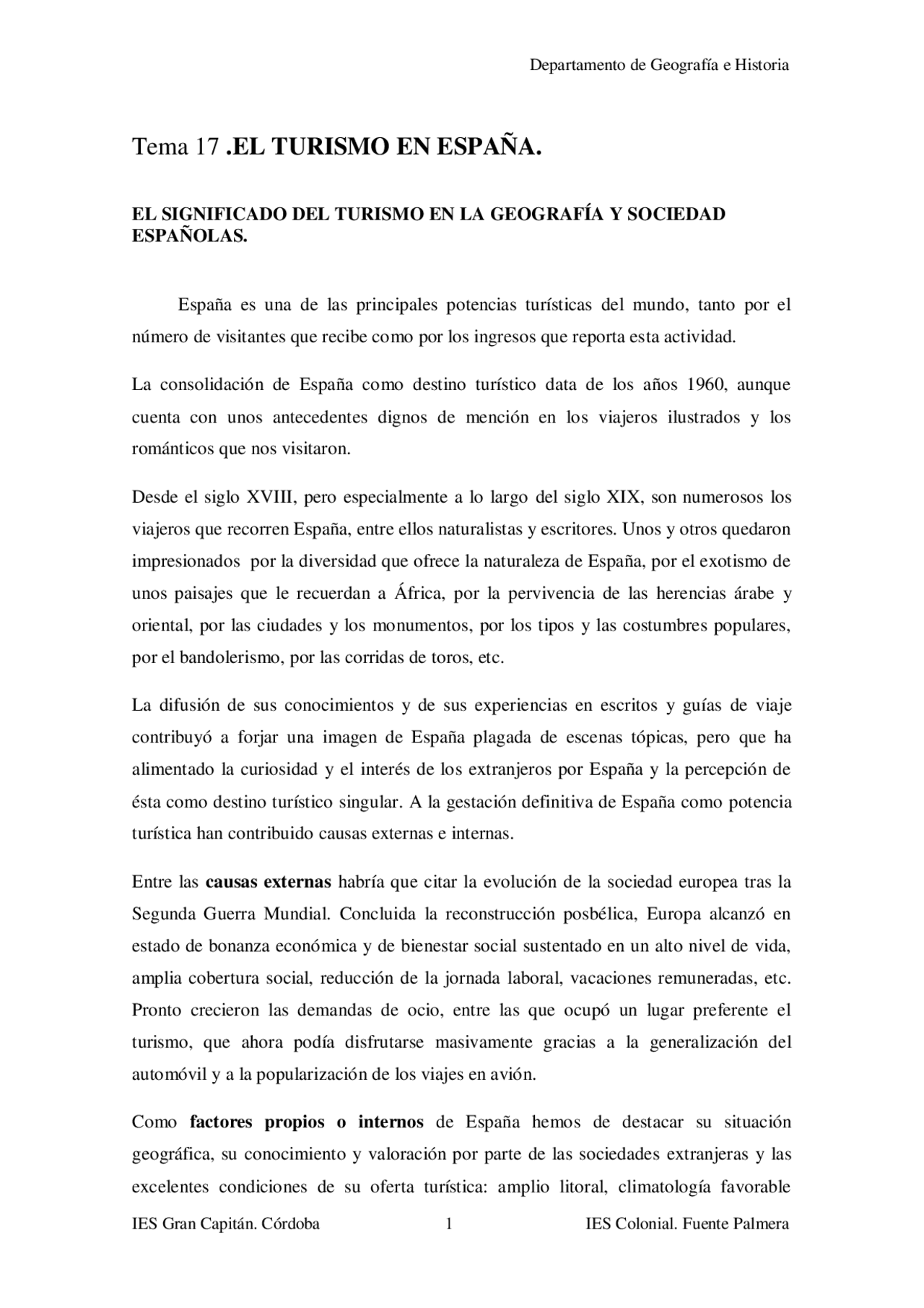 Tema7, el turismo en españa - Docsity