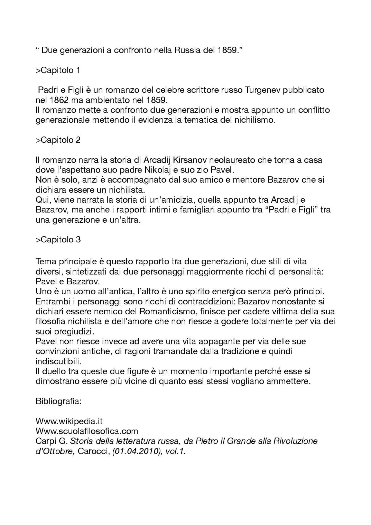 Padri E Figli Riassunto Docsity