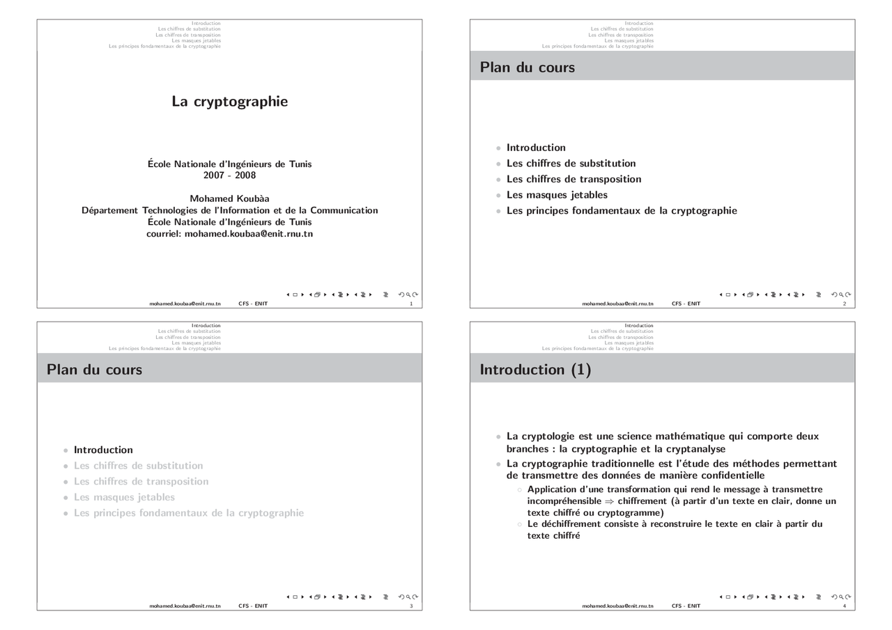 Introduction à la cryptographie - Docsity