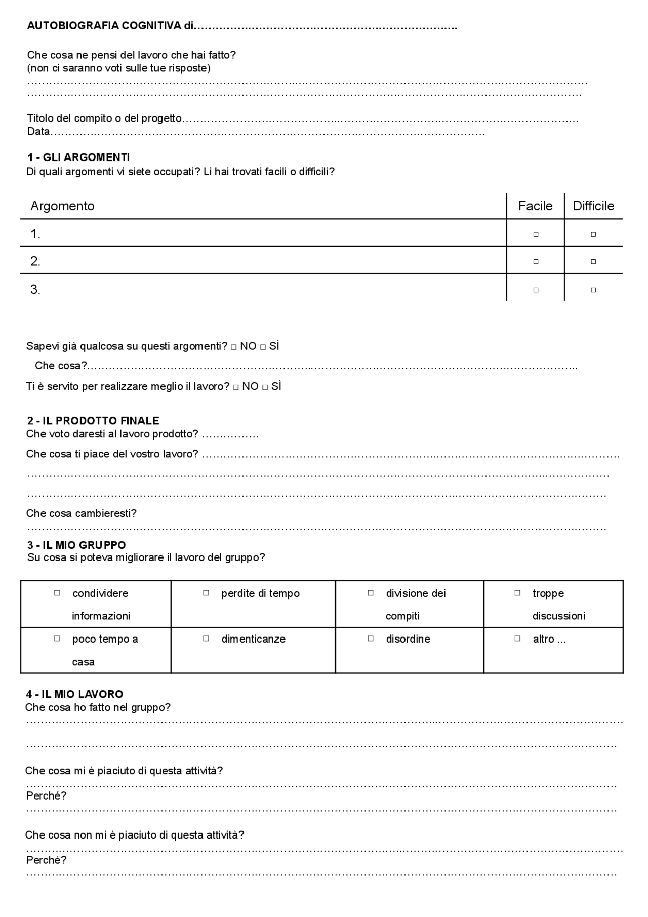 Autobiografia Cognitiva Docsity