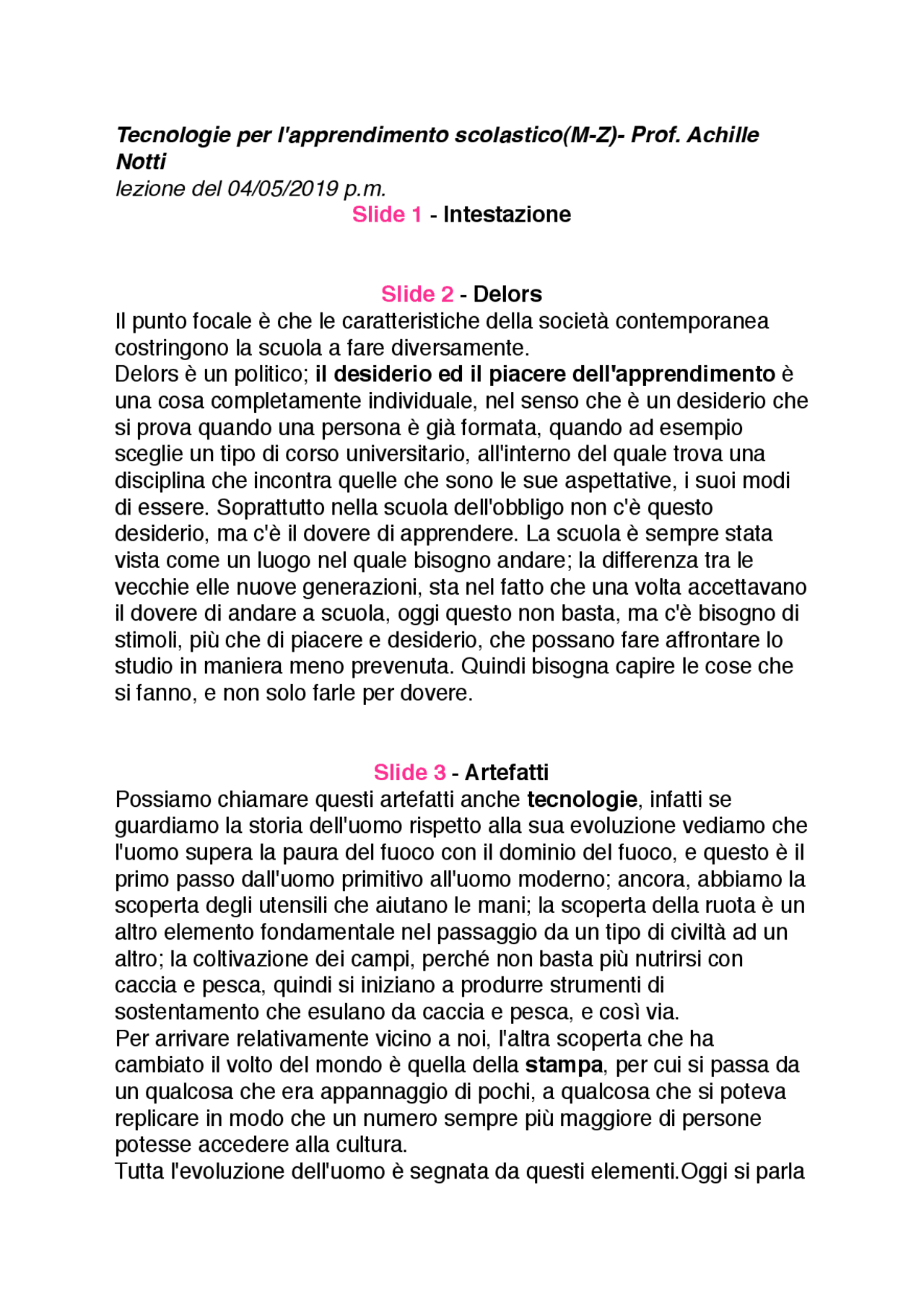 Tecnologie Di Apprendimento Docsity