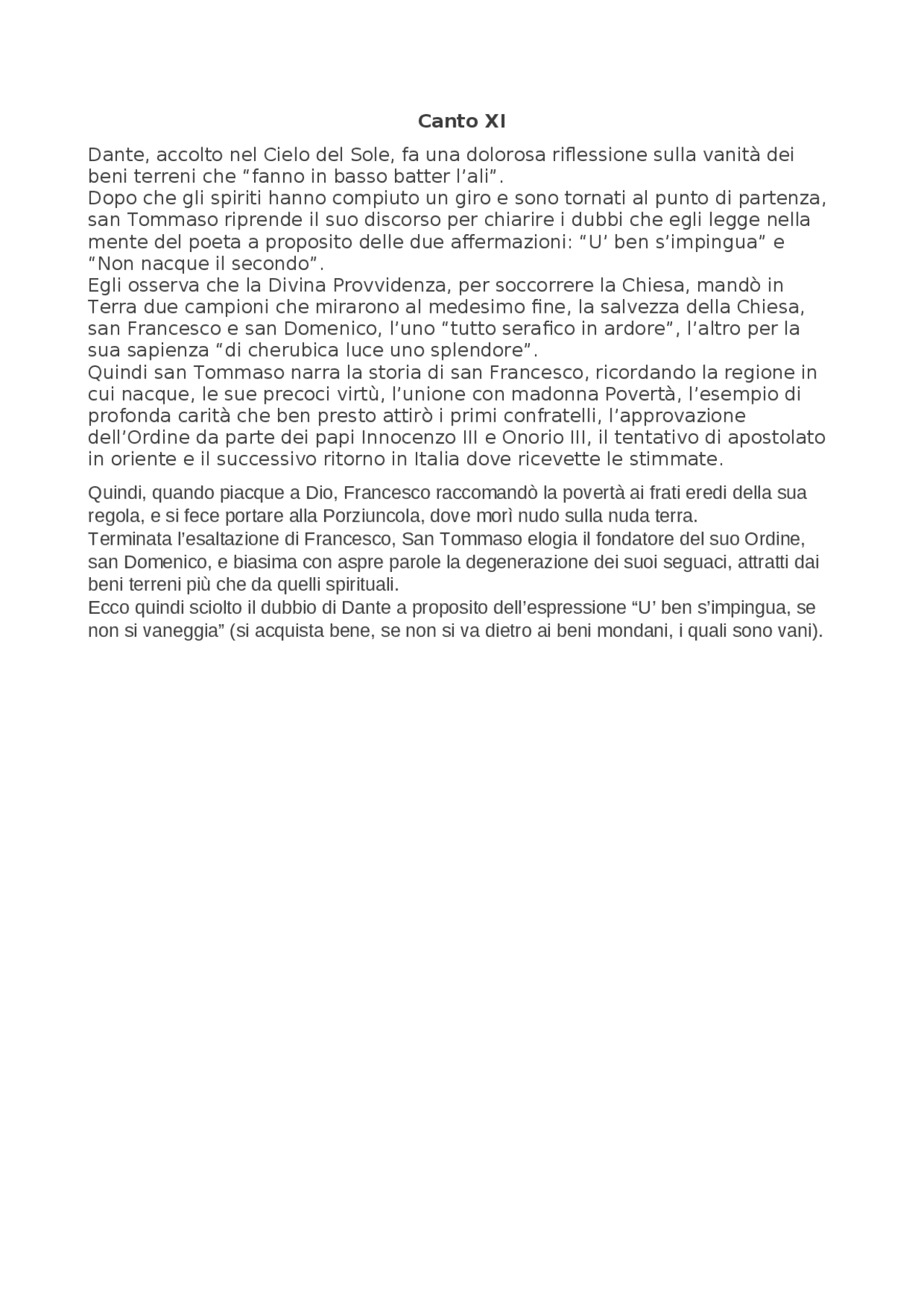 Descrizione XI canto inferno di Dante - Docsity