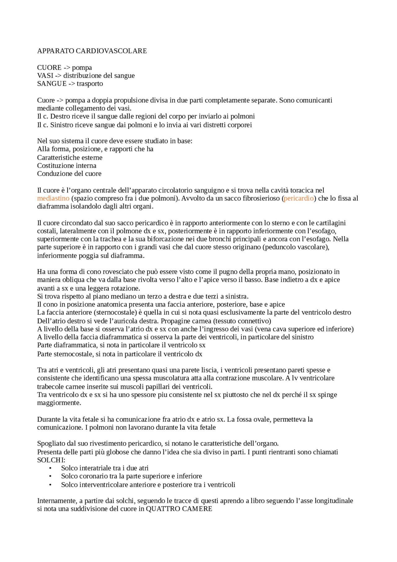 Apparato Cardiocircolatorio Docsity