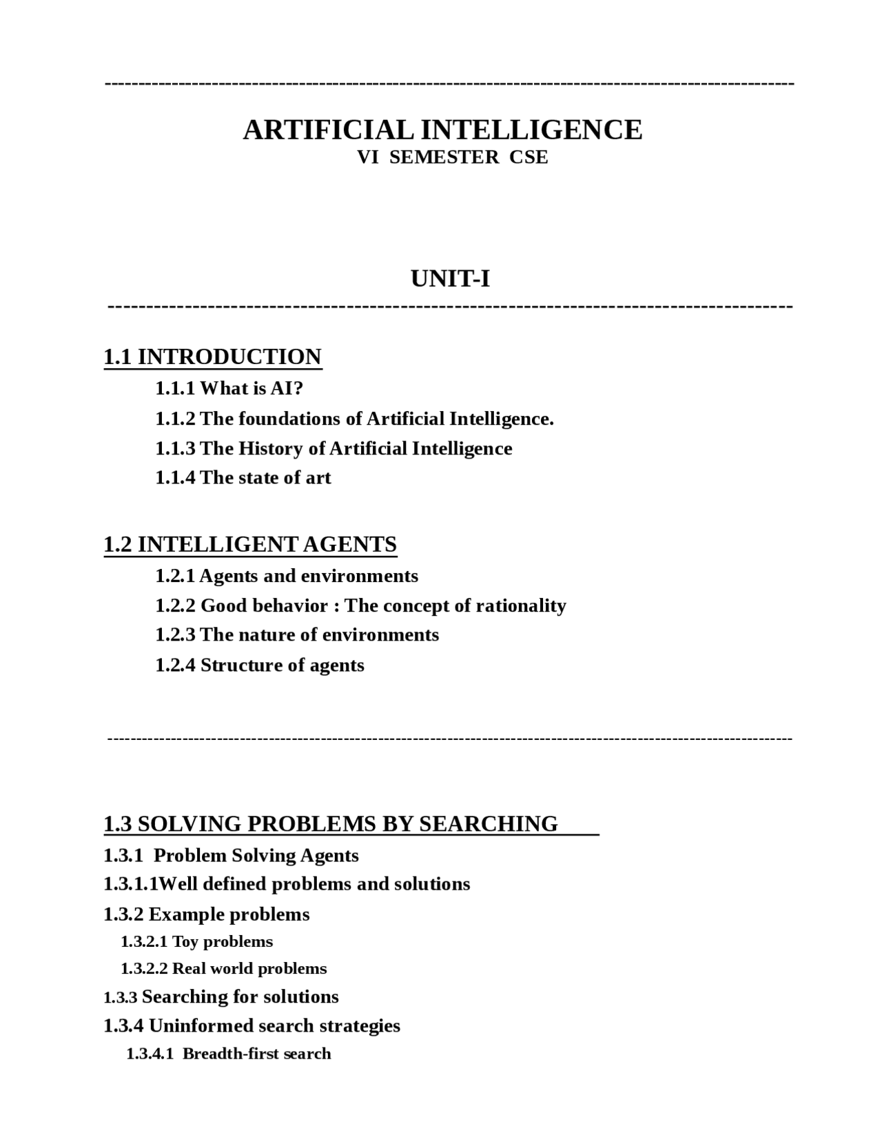 Artificial Intelligence Docsity