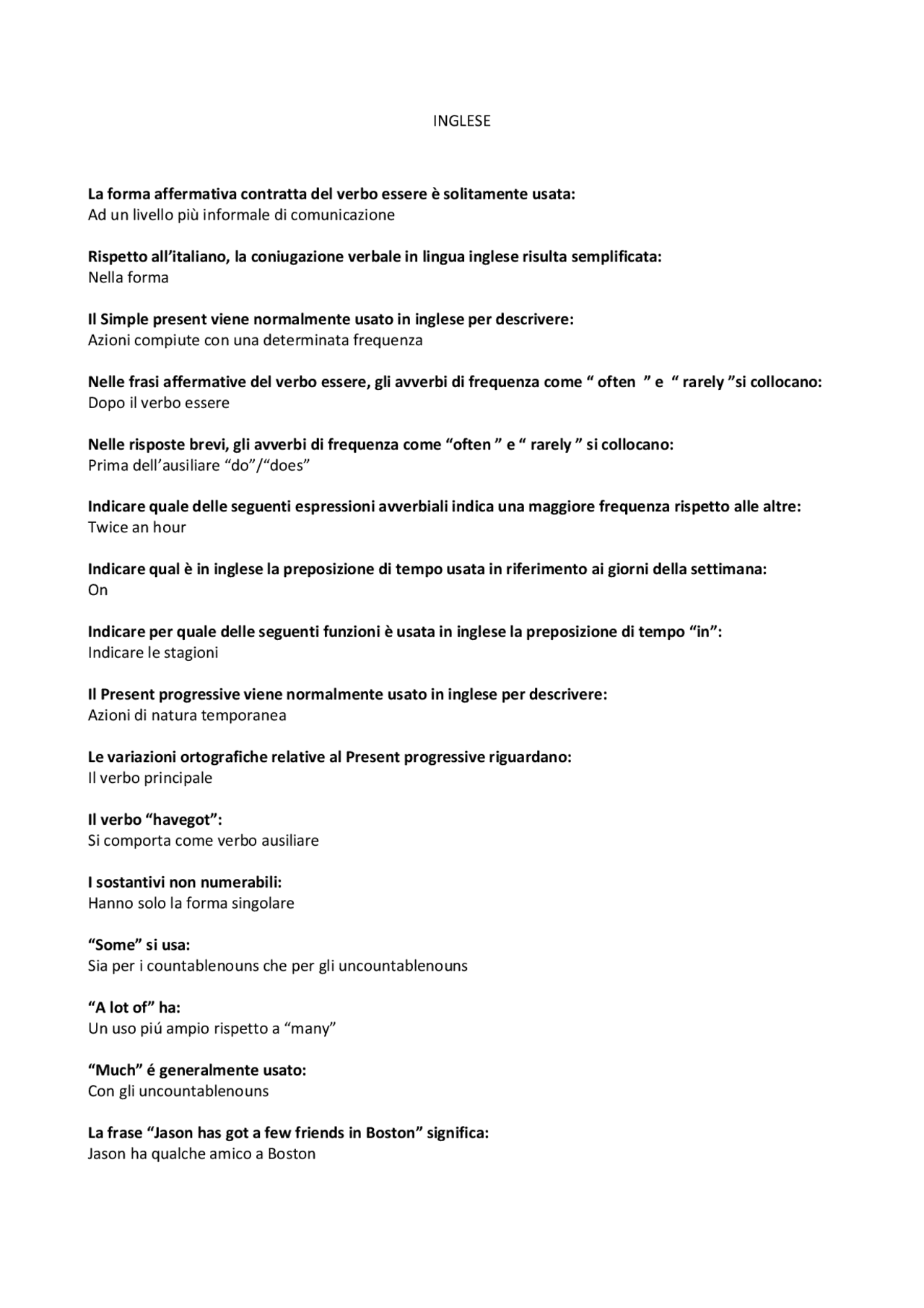 Esami Lingua Inglese Docsity