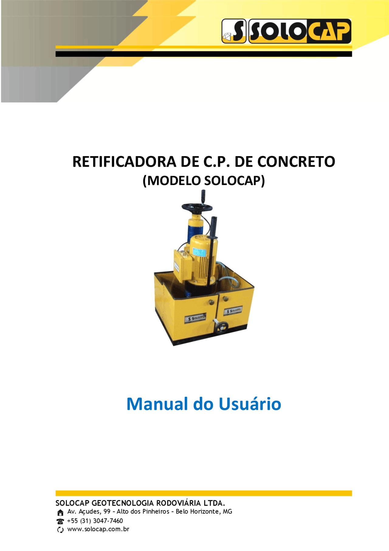 Manual simples da retificadora vertical solocap - Docsity