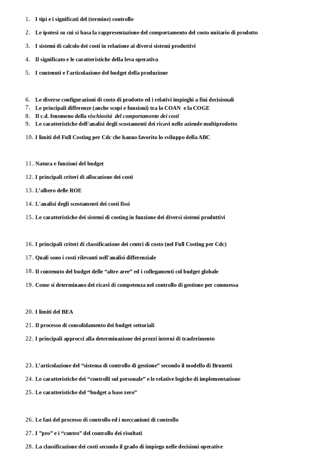 Programmazione E Controllo Domande Docsity