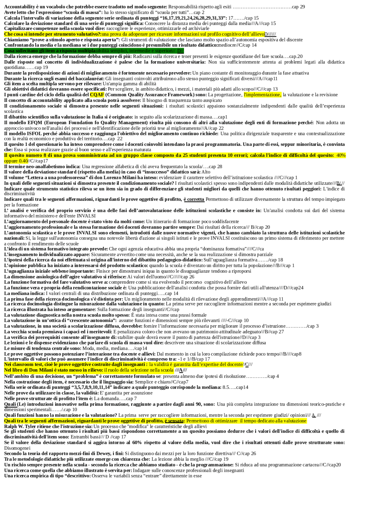 Docimologia Università Pegaso Test Docsity