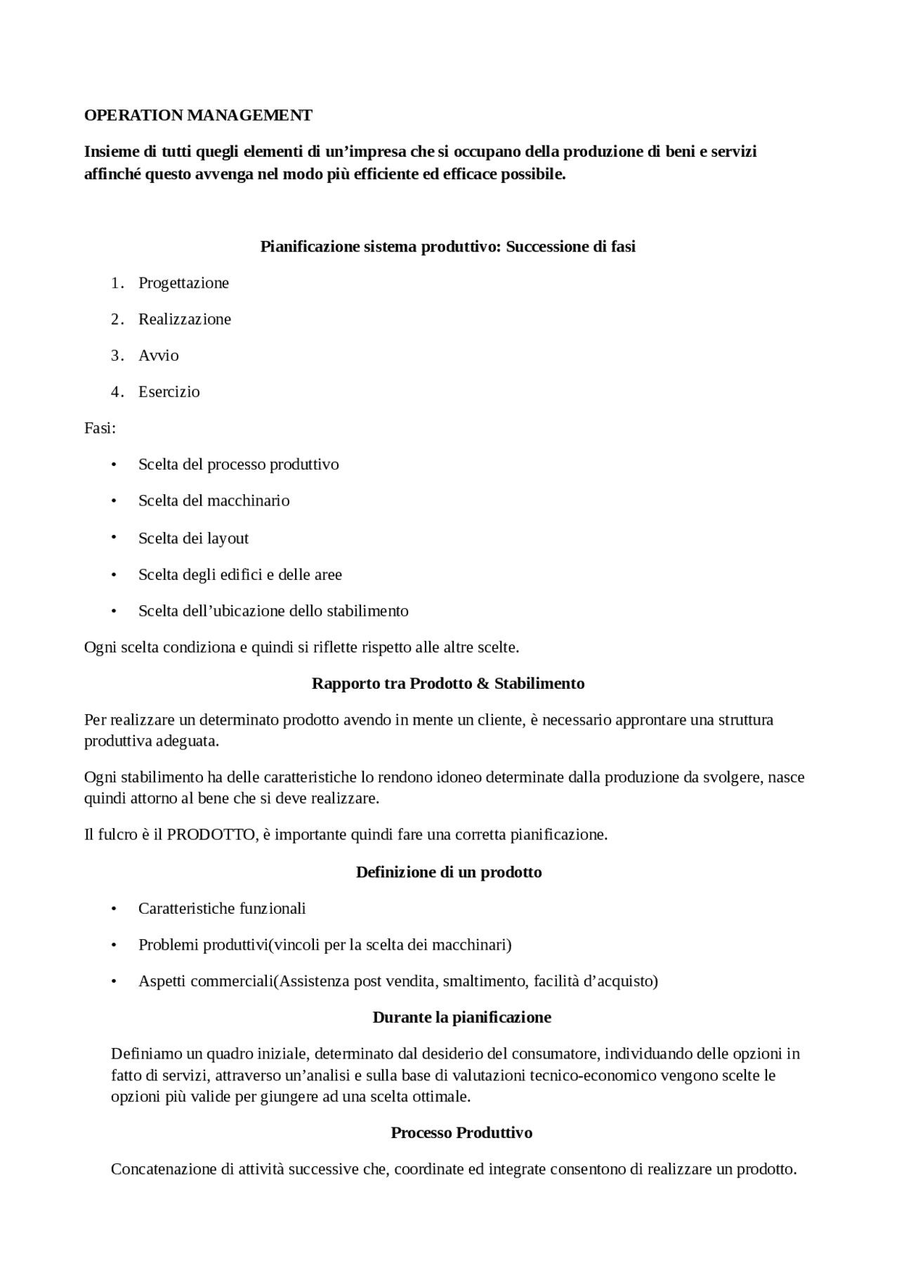 Introduzione Operations Management Docsity