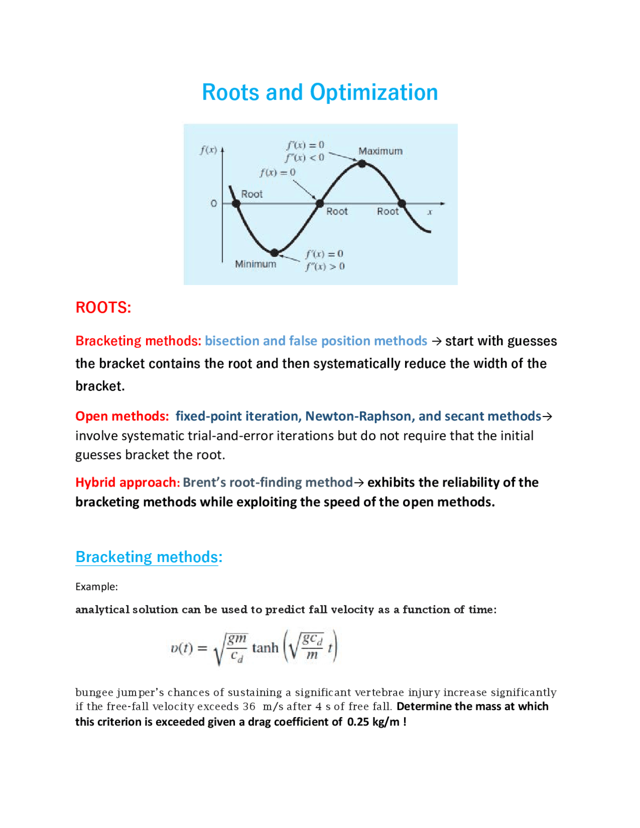 Roots Numerical Methods Docsity