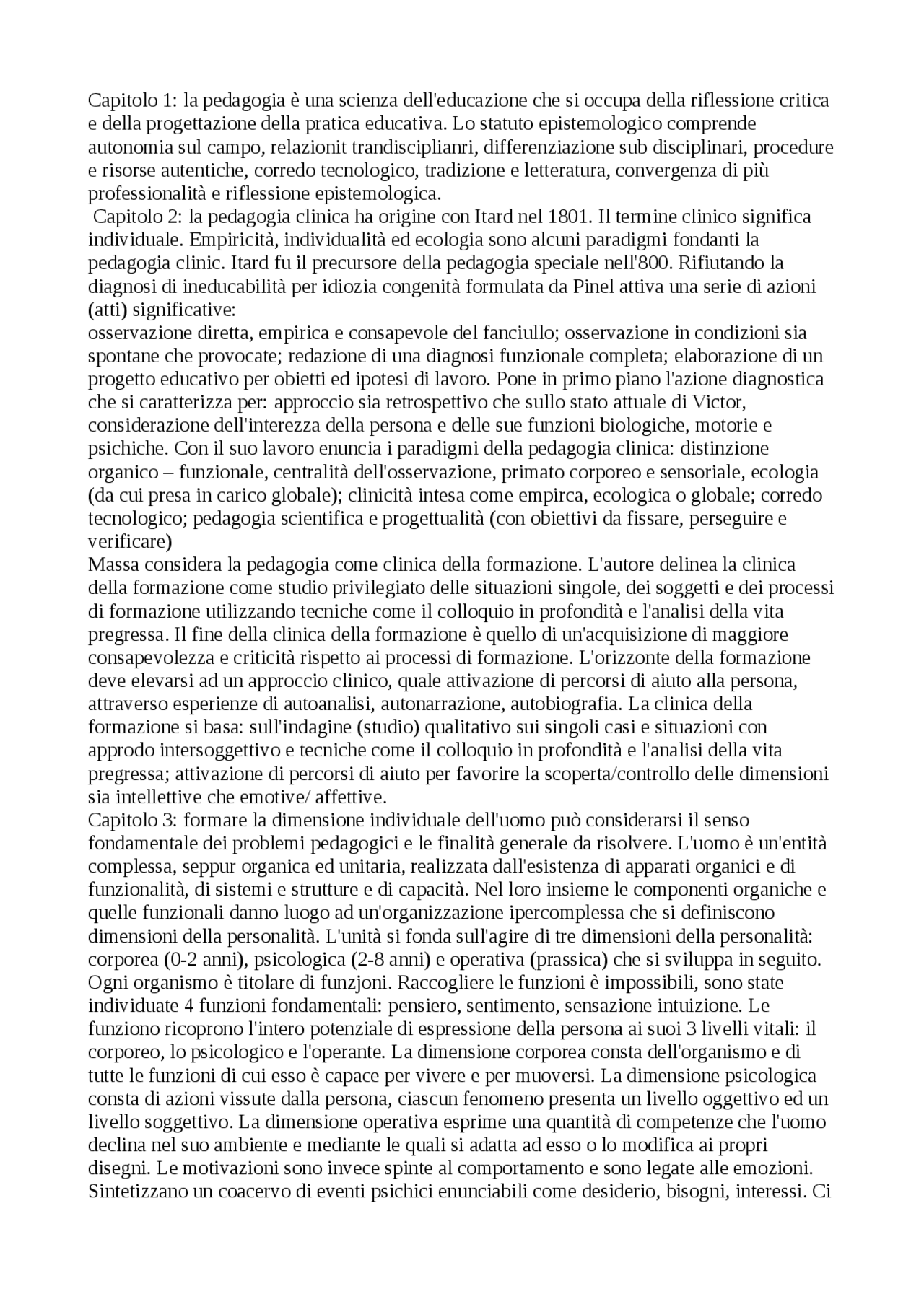 Pedagogia Clinica Riassunto Docsity