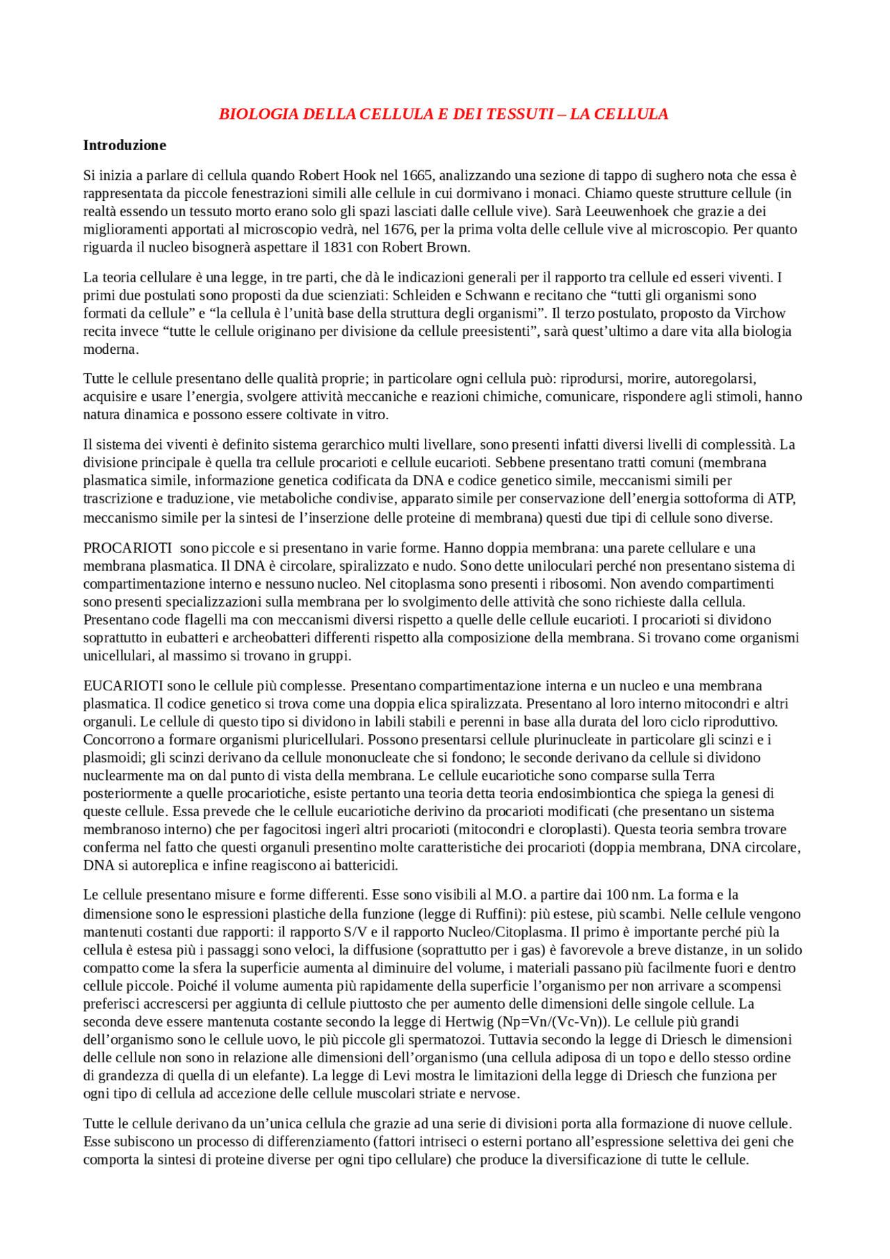 Appunti Citologia Completi UniveristÁ Docsity